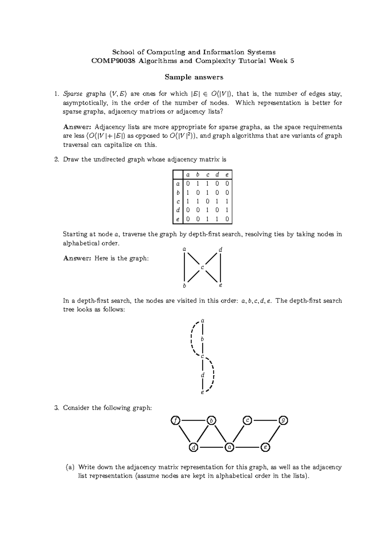 05 BFS DFS 2Color - w5 tute with ans - School of Computing and Information Systems COMP90038 ...