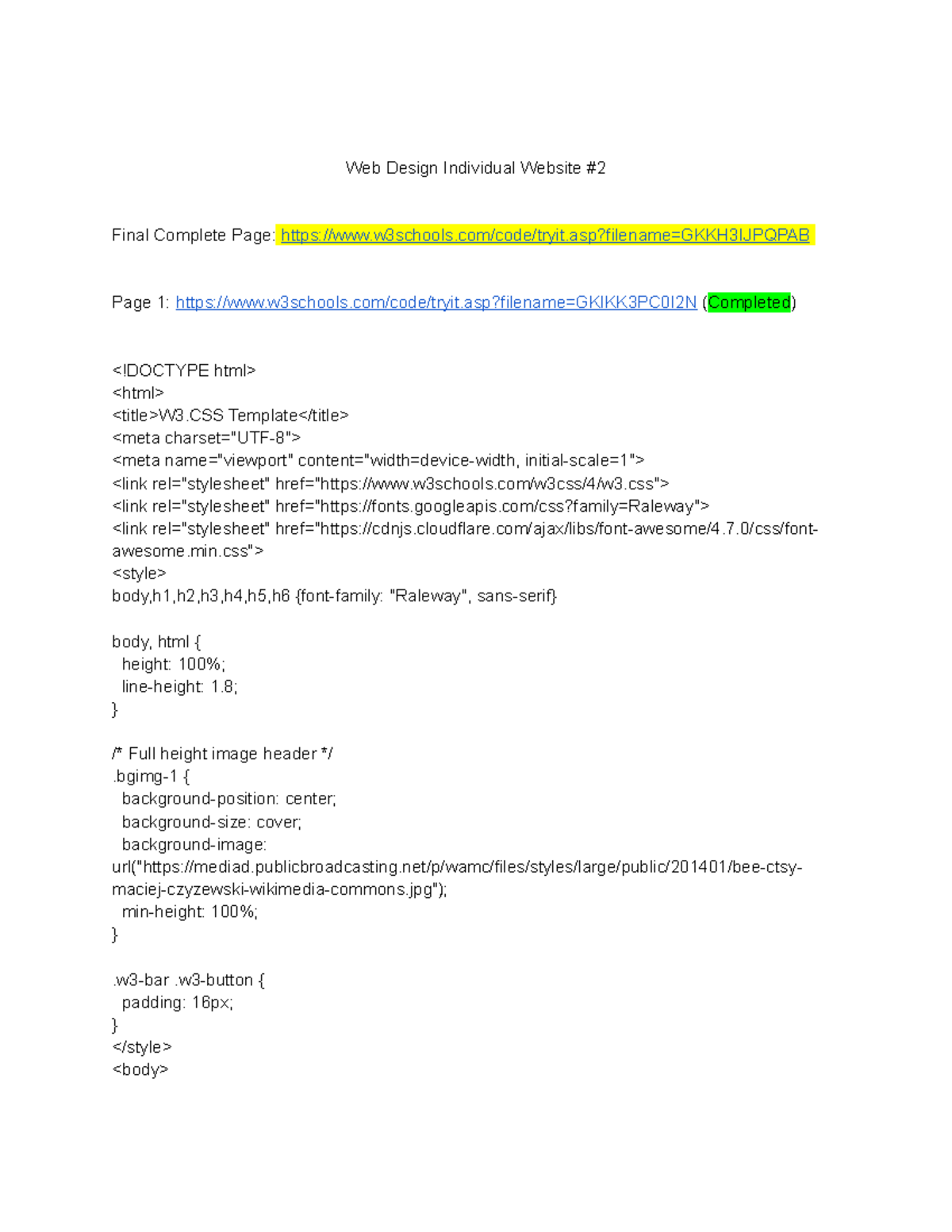 Individual Website Web Design - Web Design Individual Website # Final Complete Page: - Studocu