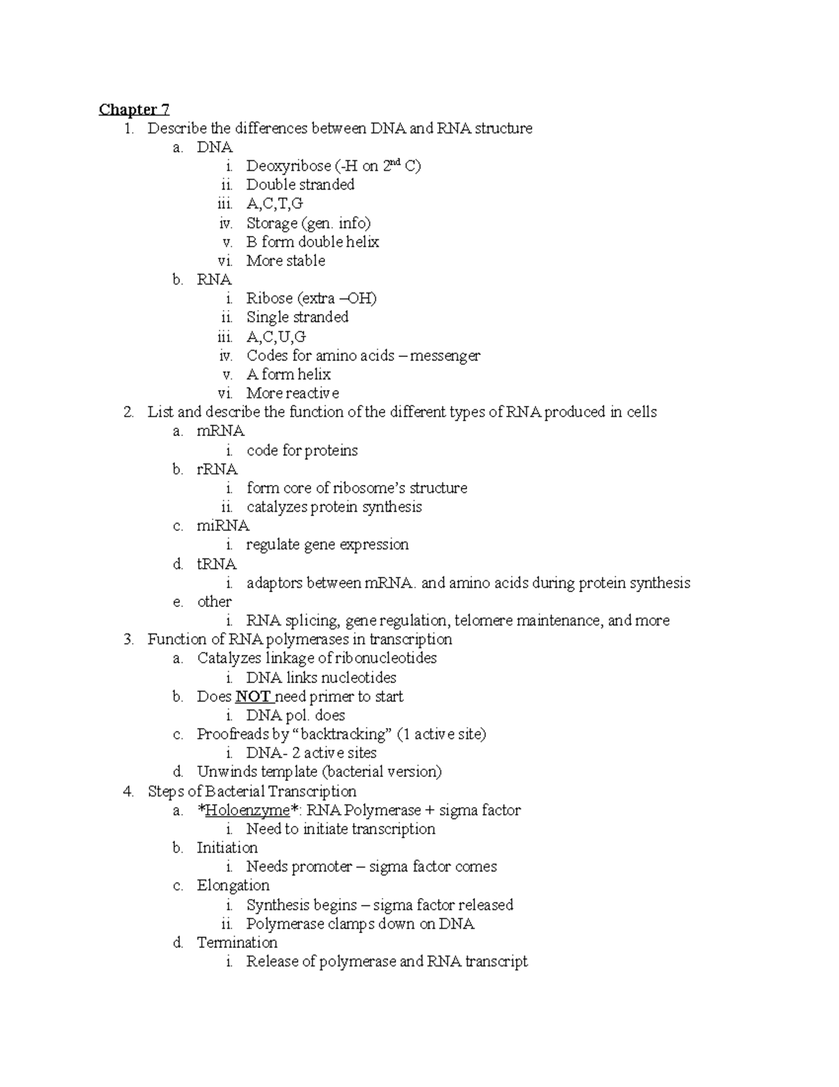 Test 3 - Study Guide (Ch. 7 & 11) - Chapter 7 1. Describe the ...