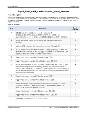 Exp19 Excel Ch01 Cap Assessment Training Instructions - Grader - Instructions Excel 2019 Project ...