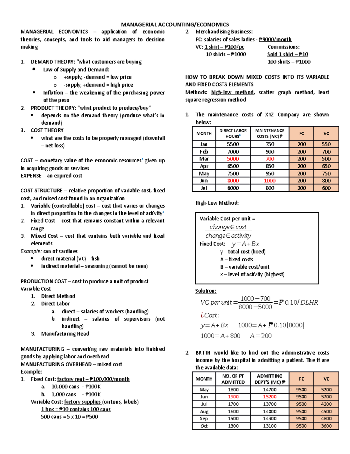 Managerial Accounting - MANAGERIAL ACCOUNTING/ECONOMICS MANAGERIAL ...