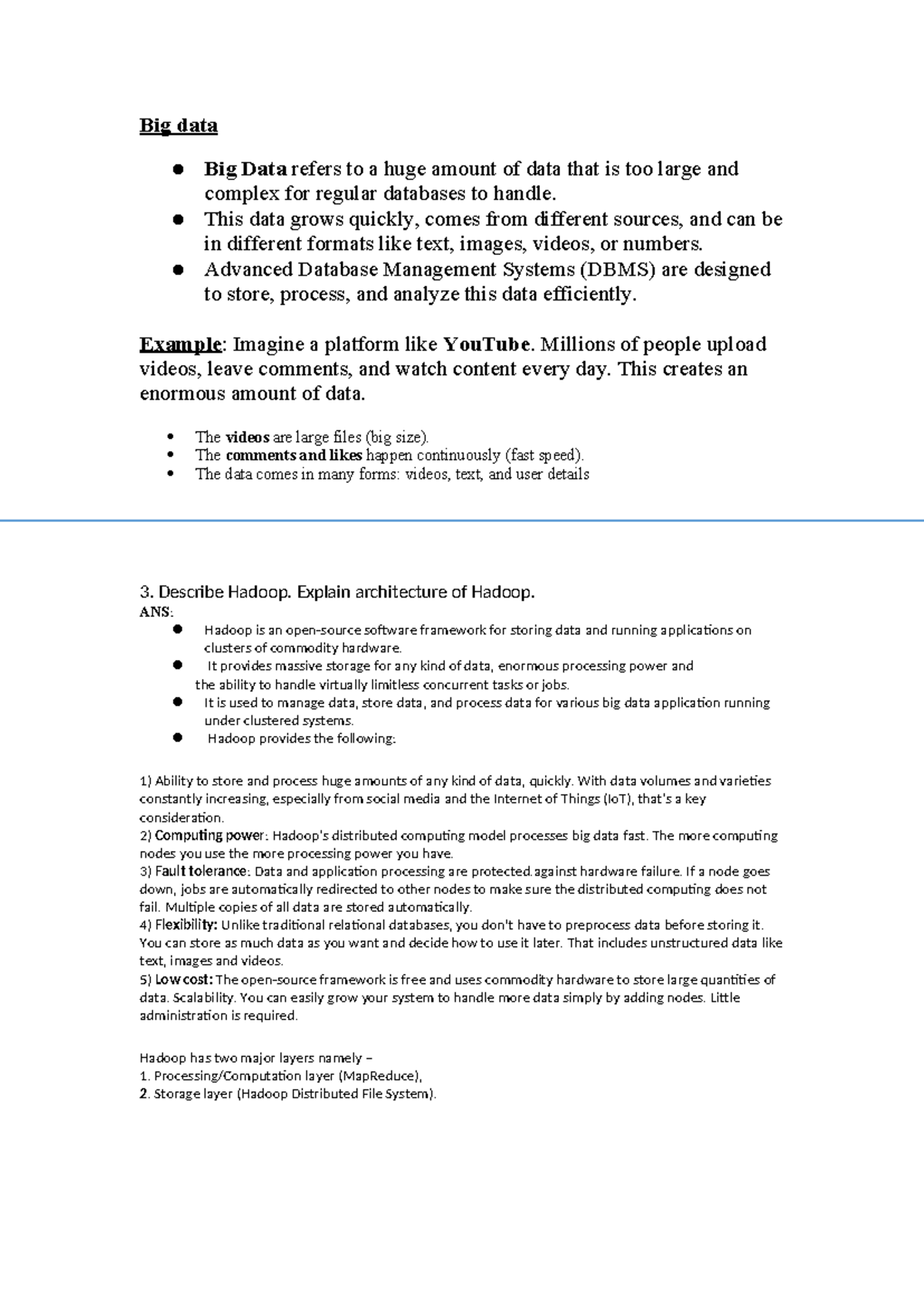 Big data - notes - Big data Big Data refers to a huge amount of data ...