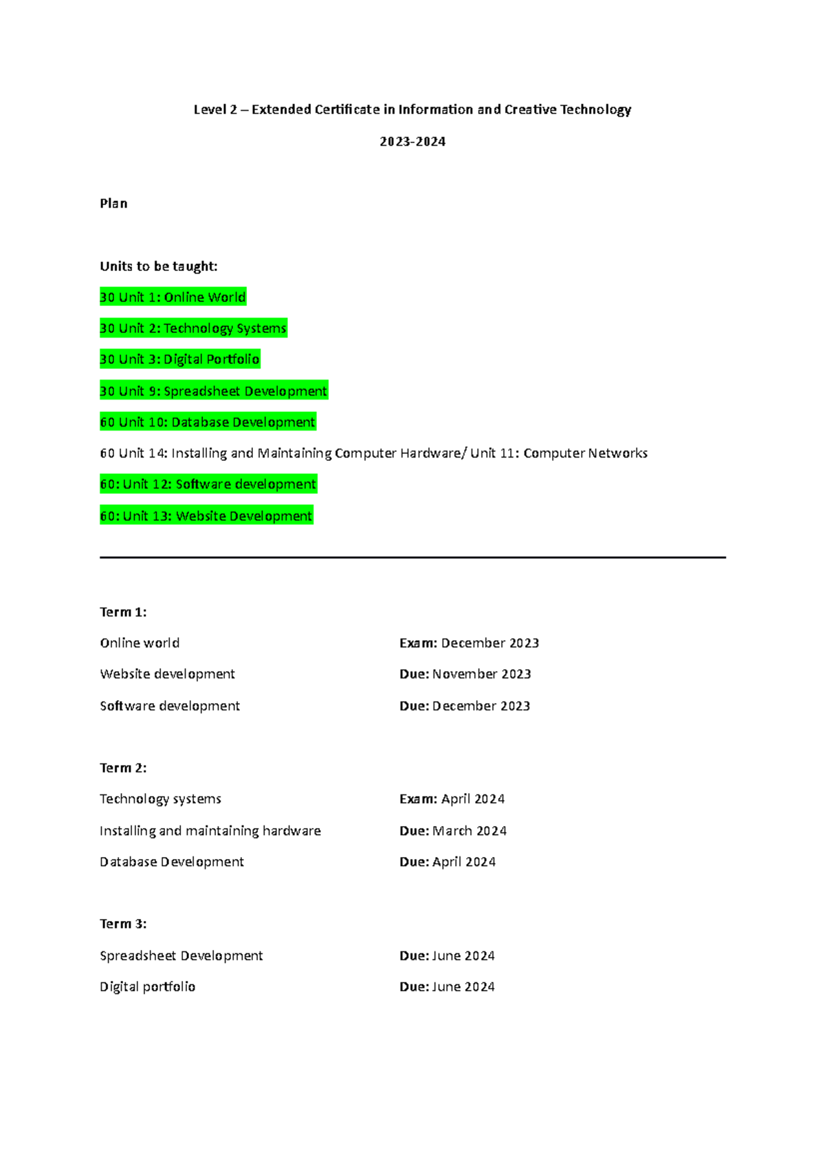 Level 2 Proposal - Level 2 – Extended Certificate in Information and Creative Technology 2023 ...