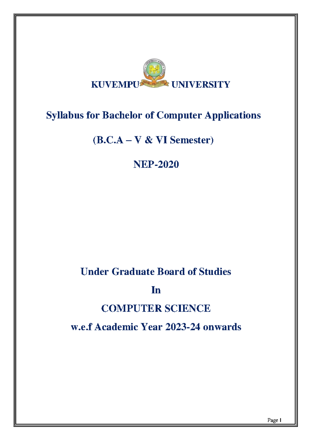 BCA V and VI Sem Syllabus - KUVEMPU UNIVERSITY Syllabus for Bachelor of ...