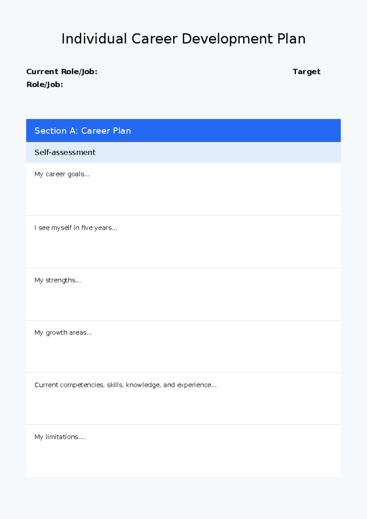 Individual Career Development Plan - Individual Career Development Plan Current Role/Job: Target ...