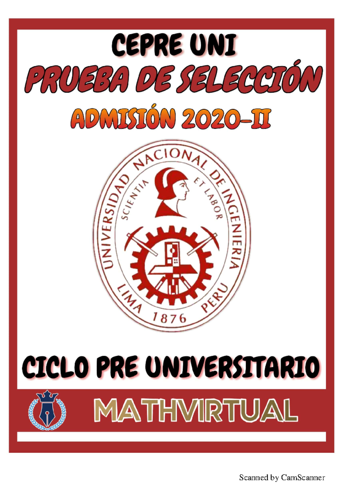 Prueba DE Selección Cepre UNI 2020 - II - Exam Questions - Studocu