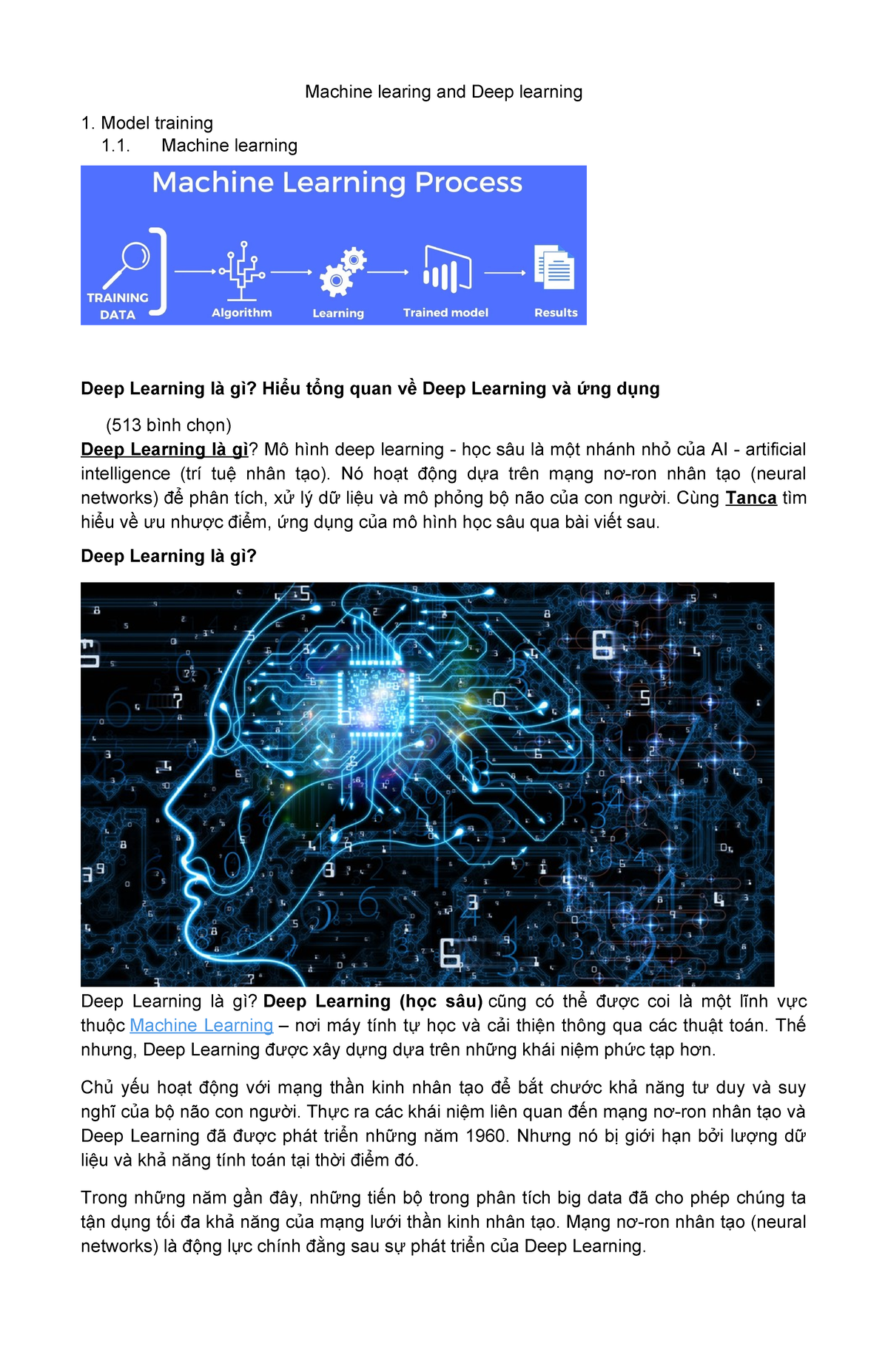 Machine learing and Deep learning - Nó hoạt động dựa trên mạng nơ-ron ...