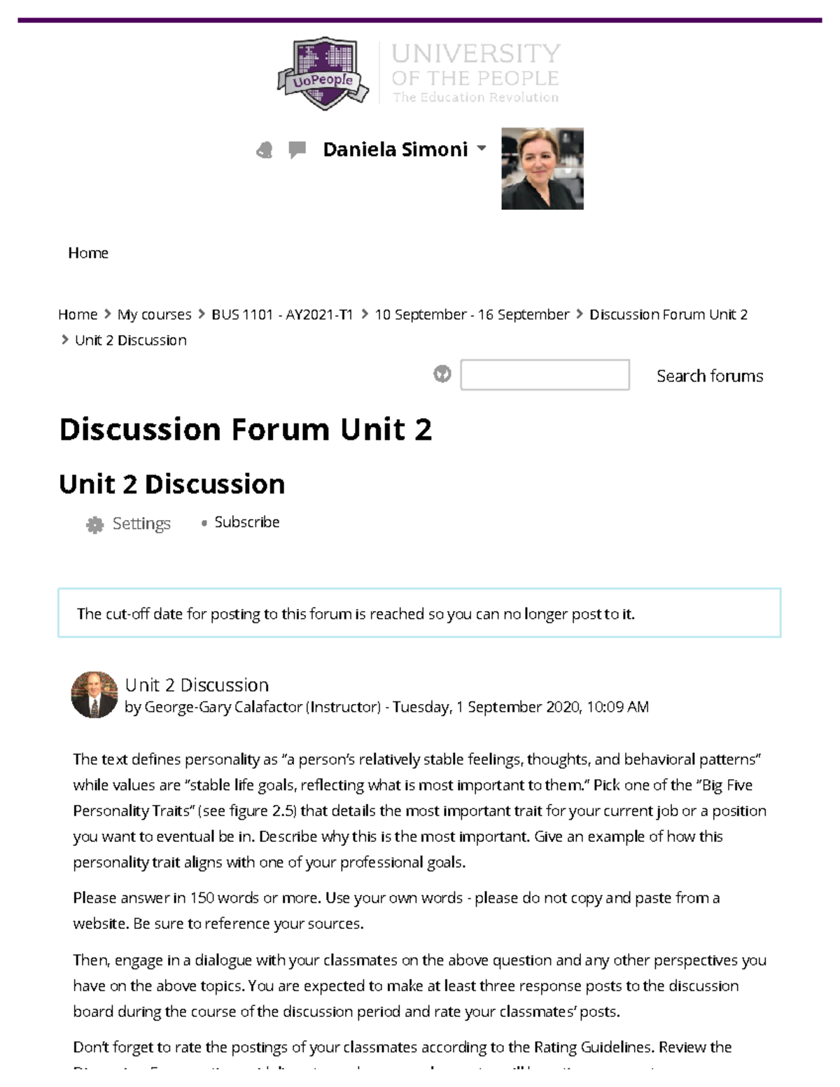 BUS 1101 - AY2021-T1 Unit 2 Discussion - / Home Discussion Forum Unit 2 Unit 2 Discussion ...