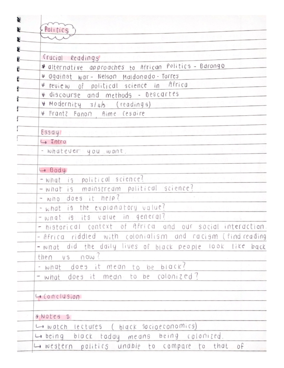 Essay Prep 2 - Cleo - POL1004F - Studocu