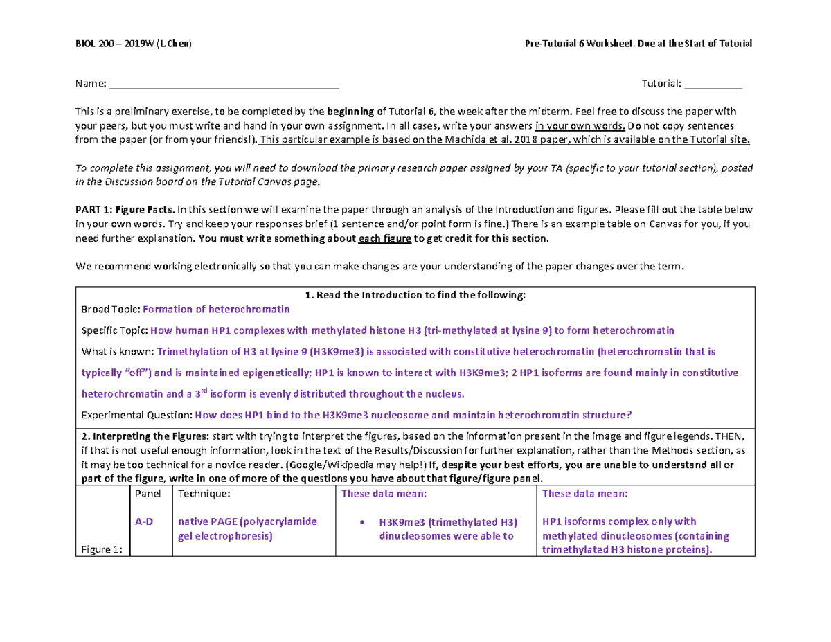 Pre-Tutorial 6 - tutorial 6 project - Name: ________________________________________ Tutorial ...