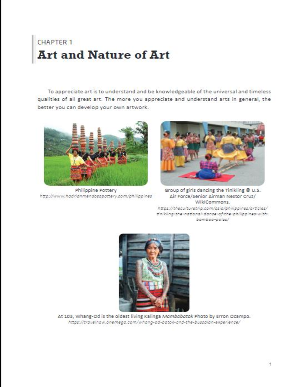 Ebook Chapter 1-4 - Assignments - CHAPTER 1 Art and Nature of Art To ...
