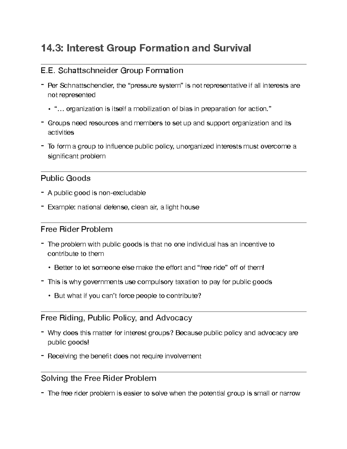 Interest Group Formation Notes - 14: Interest Group Formation and ...