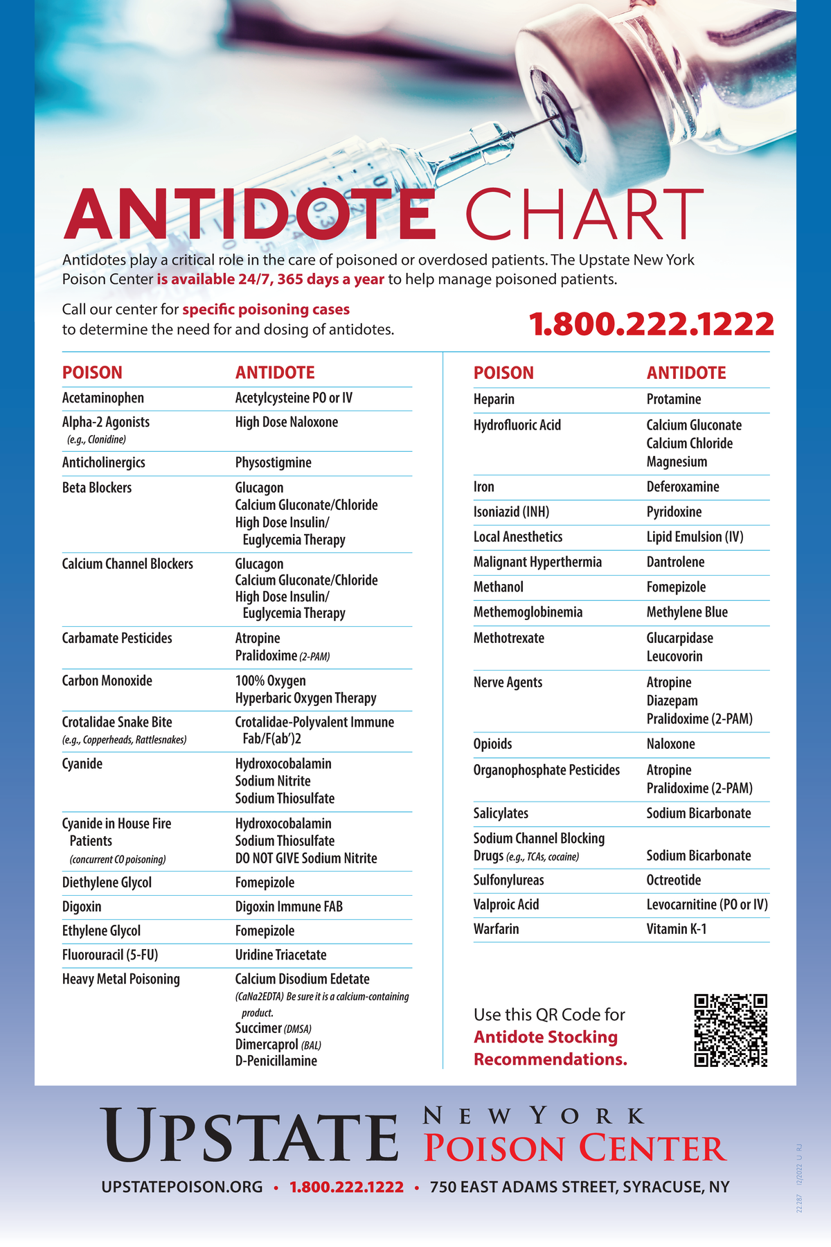 Antidotes list - UPSTATEPOISON • 1 .800. 1222 • 750 EAST ADAMS STREET ...