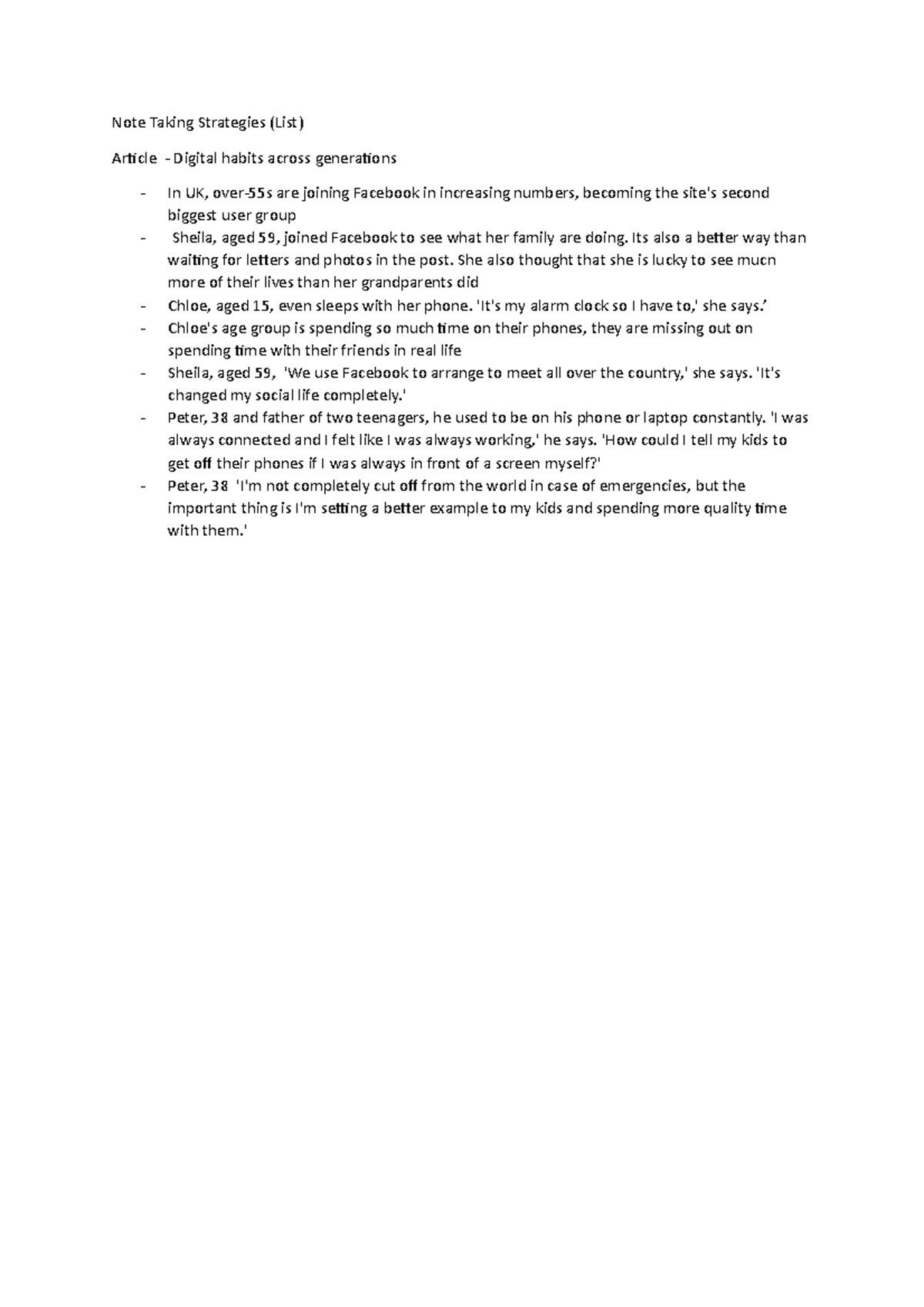 Reading and skimming assignments ( Wednesday) - Note Taking Strategies ...