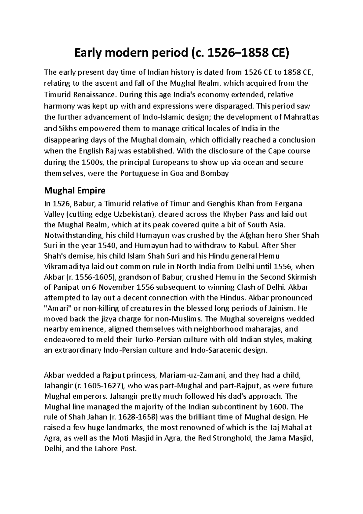 Early modern period - Ifah - Early modern period (c. 1526–1858 CE) The ...