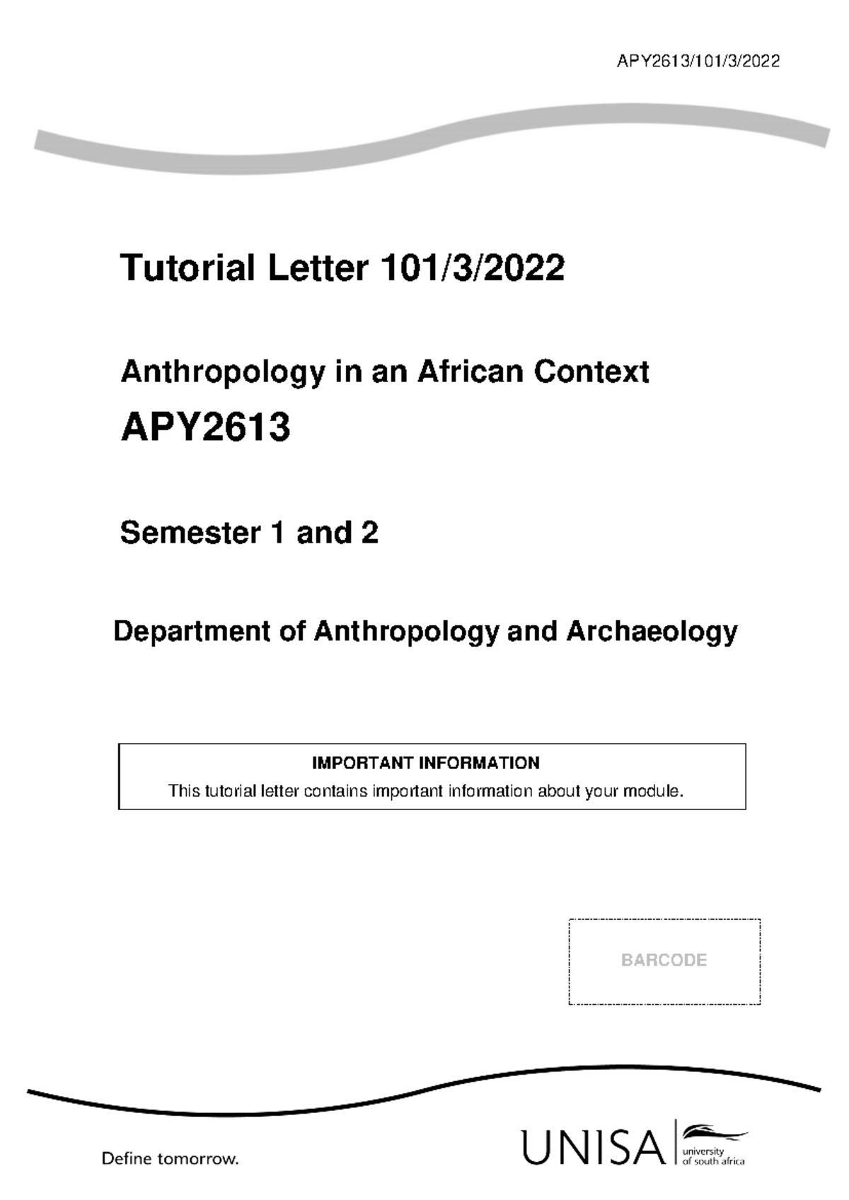 101 2022 3 b - Tutorial letter - APY2613/101/3/ Tutorial Letter 101/ 3 ...