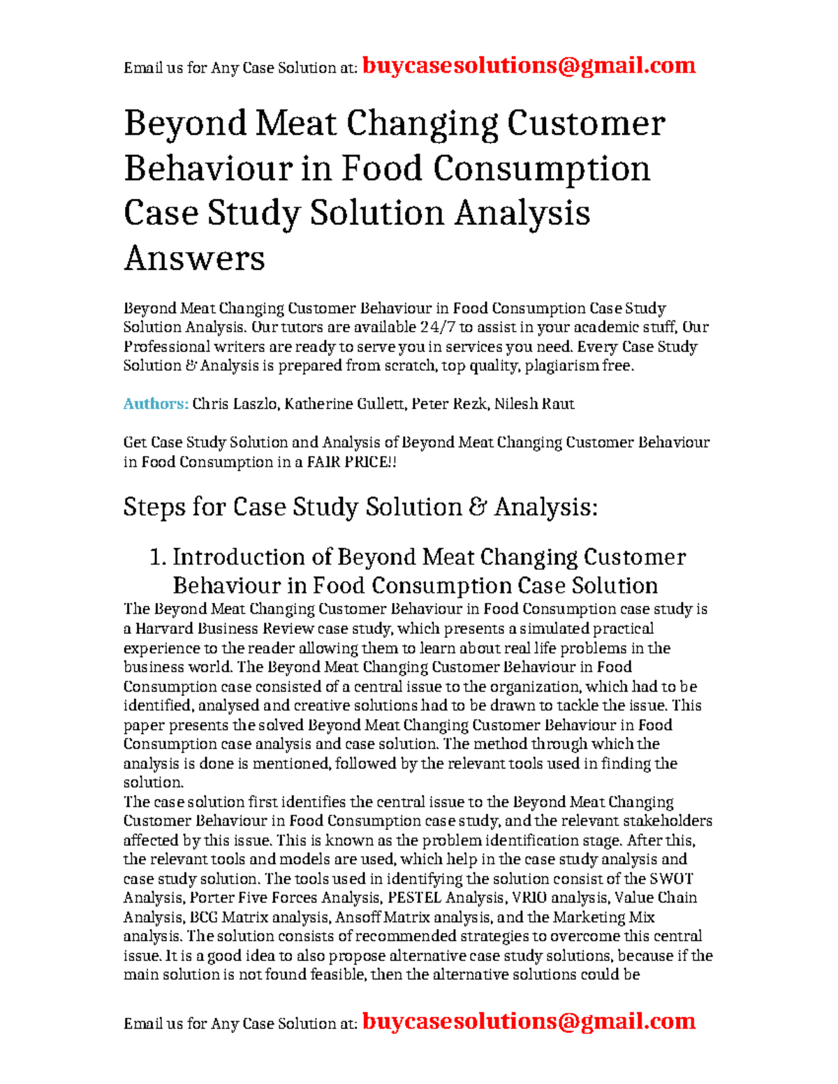 Case Solution Beyond Meat Changing Customer Behaviour in Food Consumption - Beyond Meat Changing ...
