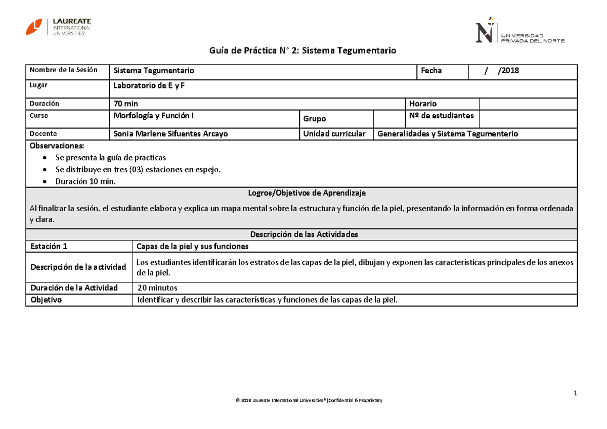 GUIA SIST Tegumentario - Warning: TT: undefined function: 32 1 Nombre de la Sesión Sistema - Studocu