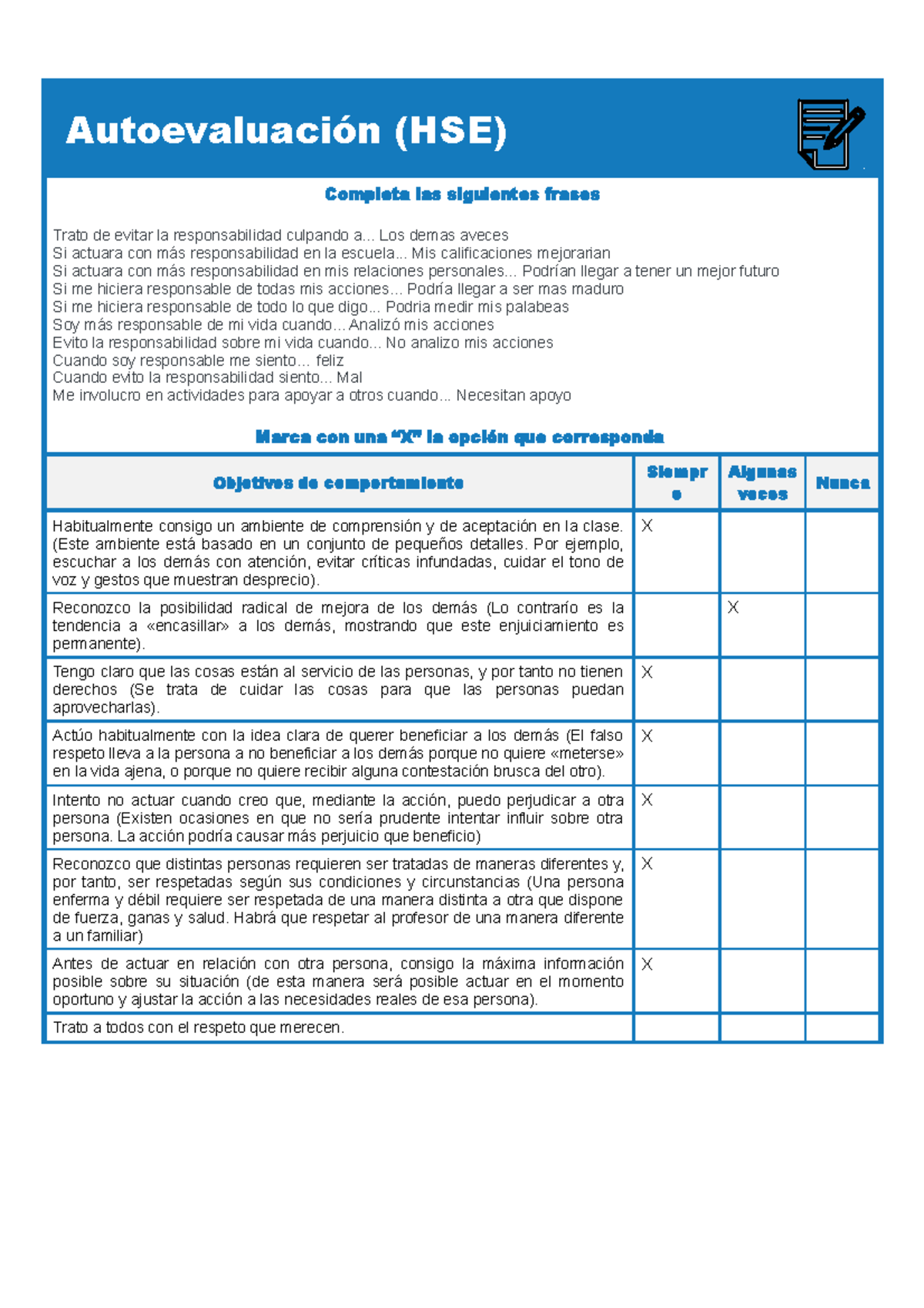 HSE Presentación b0adb796502417 c8497a66d5503caf5b - Autoevaluación ...
