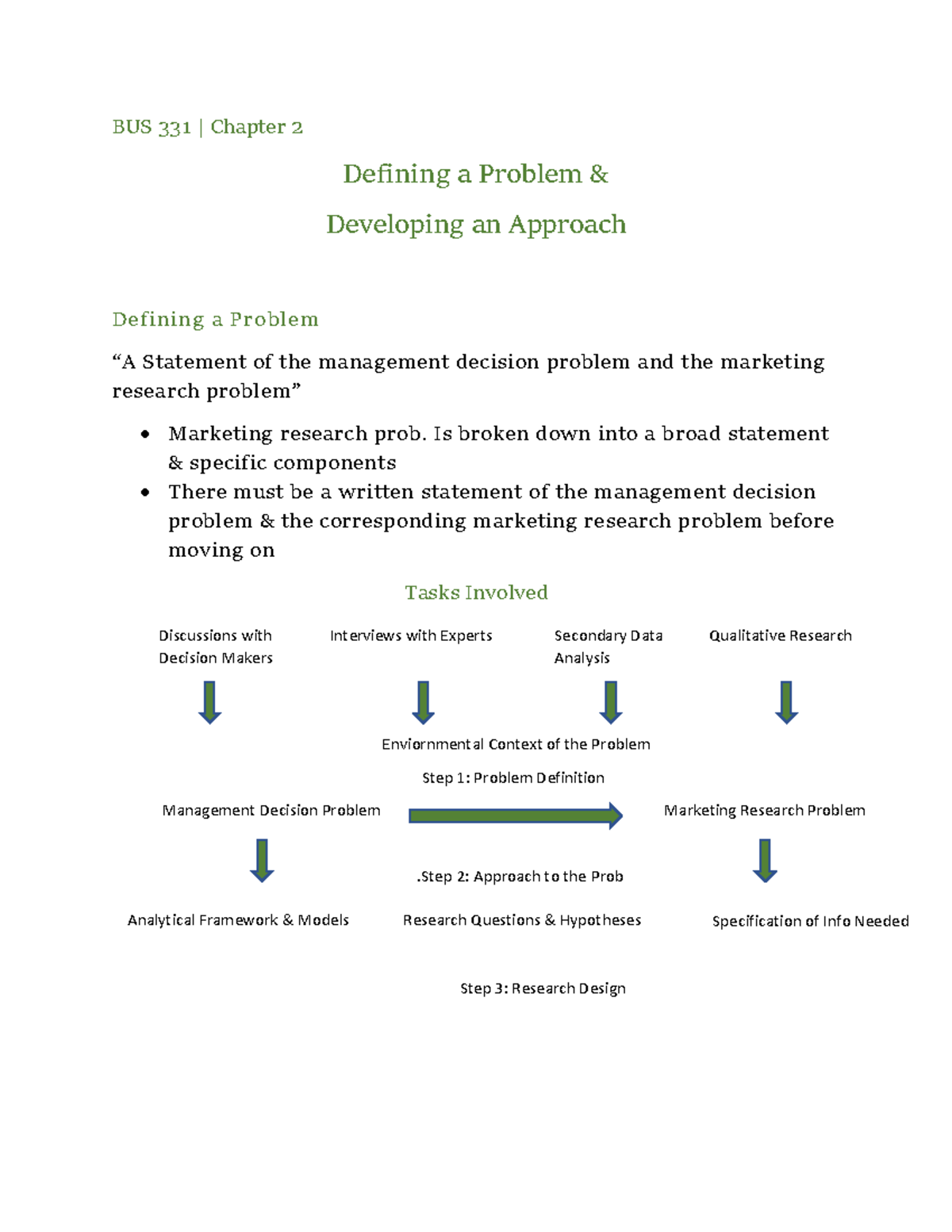 Ch.2 Marketing Research Notes - BUS 331 | Chapter 2 Defining a Problem ...