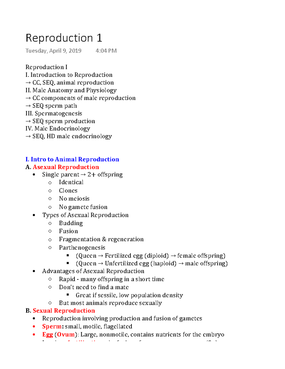 Reproduction 1 - Lecture notes 14 - Reproduction 1 Tuesday, April 9 ...