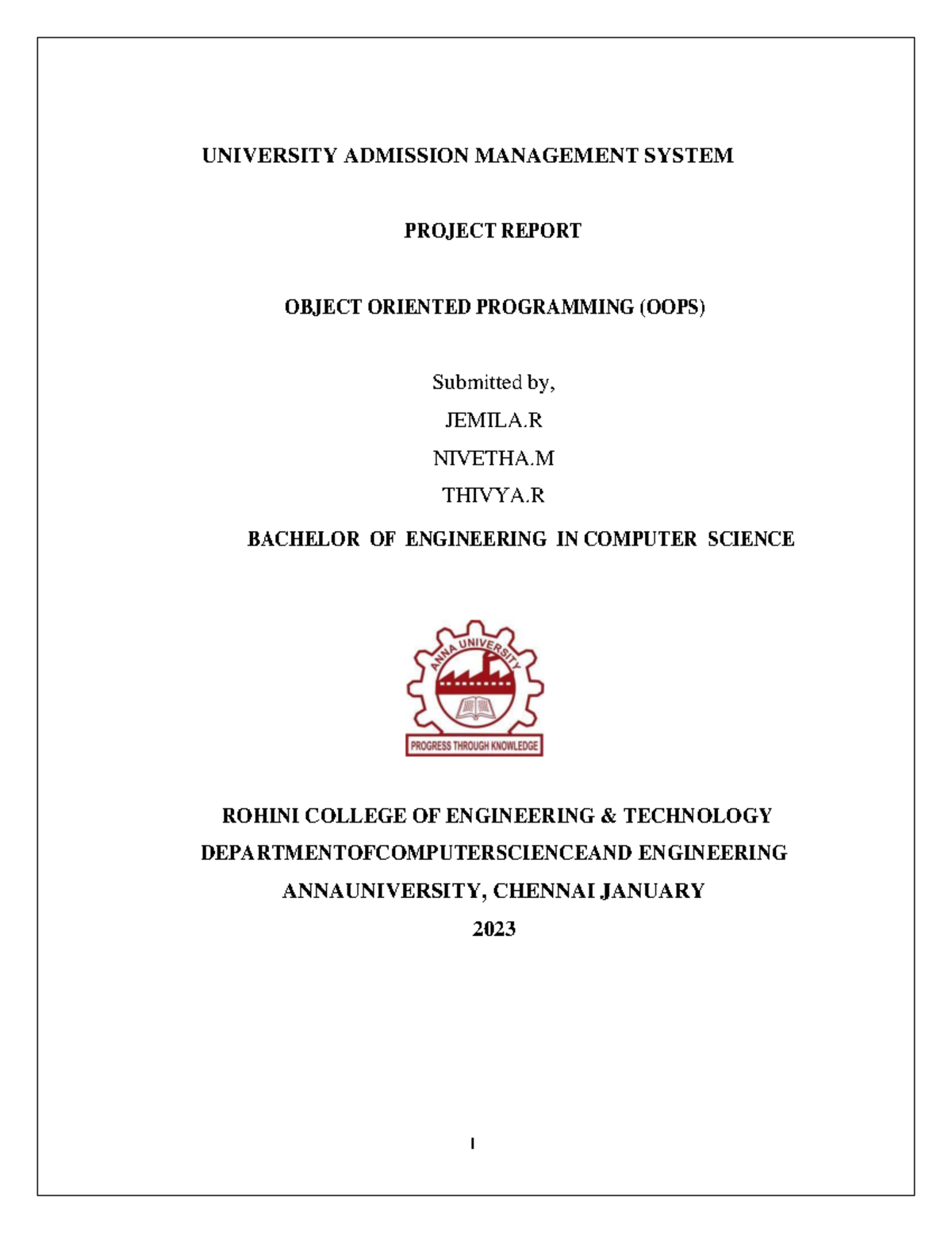 Oopsreportfinal 2 - easy - UNIVERSITY ADMISSION MANAGEMENT SYSTEM ...