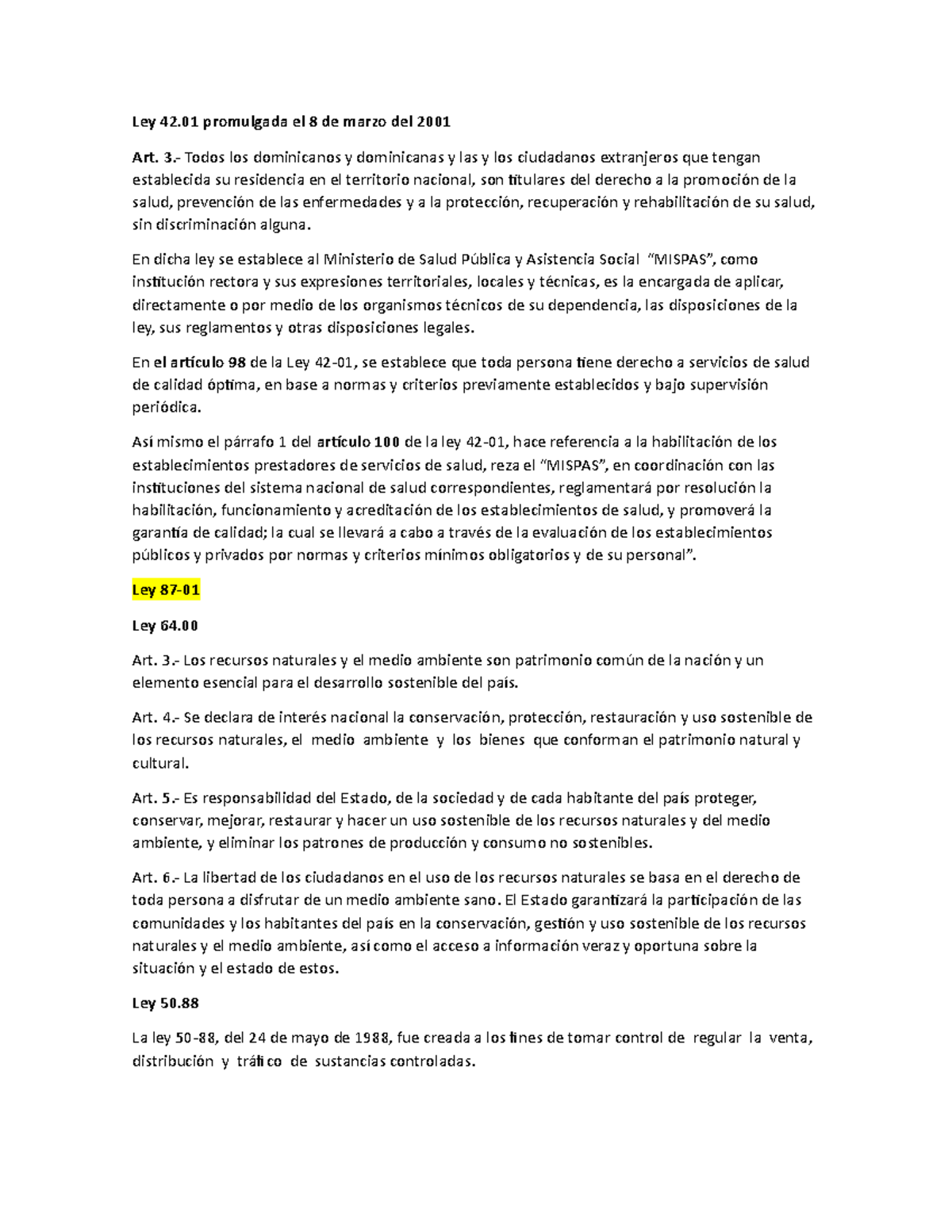 Expo - leyes que se emplean en la toxicología - Ley 42 promulgada el 8 ...