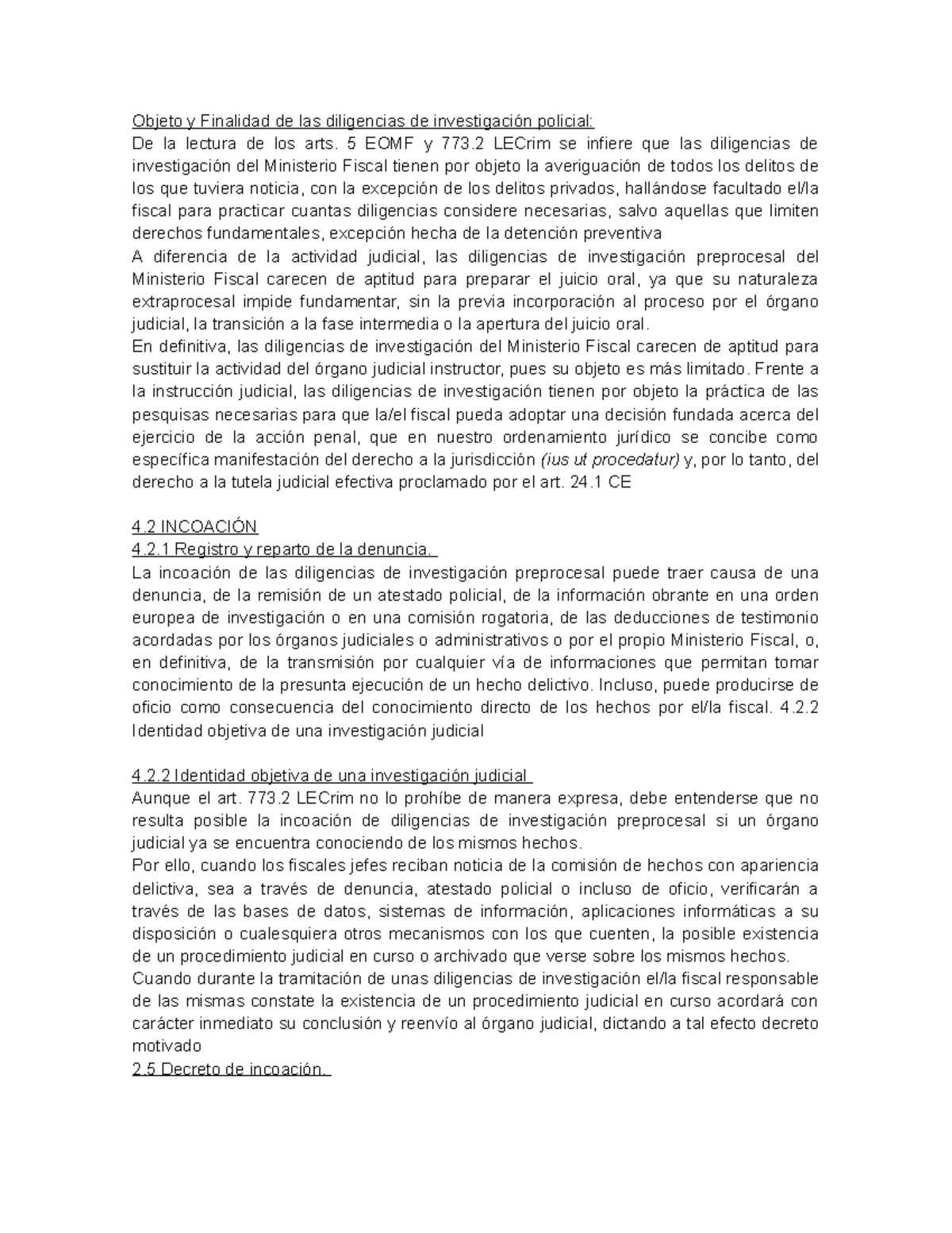 Diligencias de investigacion - 5 EOMF y 773 LECrim se infiere que las ...
