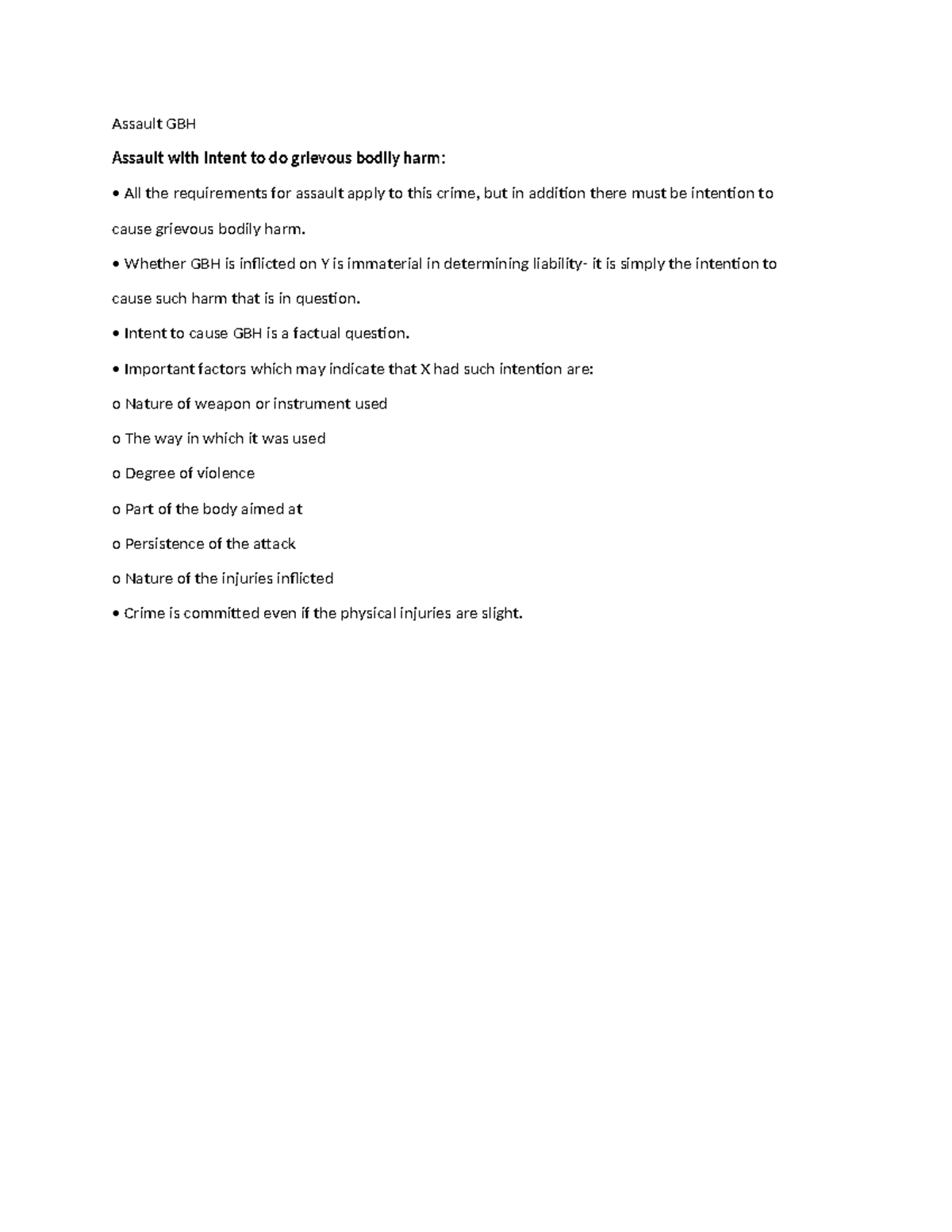 Assault GBH - Assault GBH Assault with intent to do grievous bodily ...