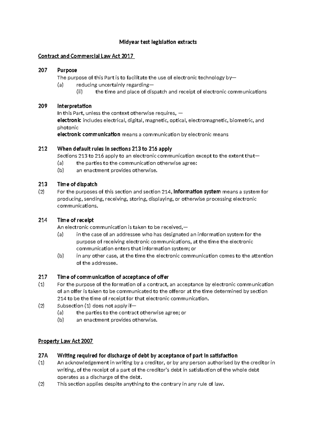 Legistlation extracts for exams - Midyear test legislation extracts ...