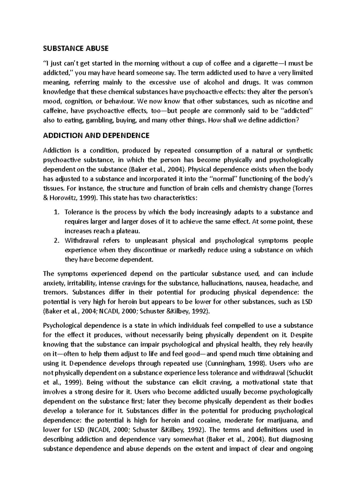 Substance Abuse - SUBSTANCE ABUSE ‘‘I just can’t get started in the ...