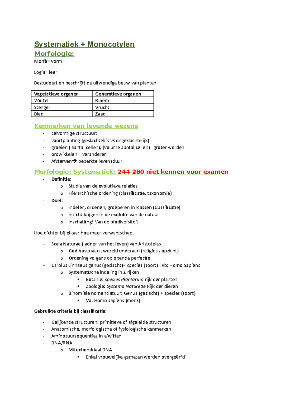 Morfologie bouw van de wortel - Systematiek + Monocotylen Morfologie ...