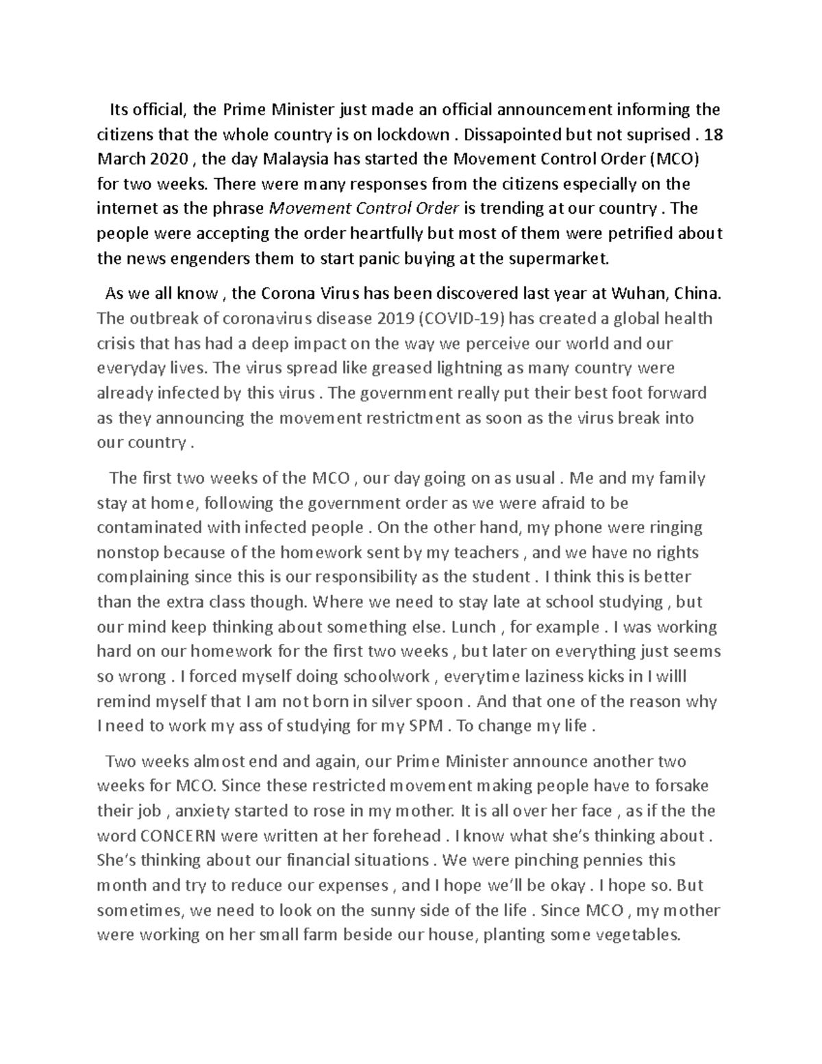 Covid-19 essay - covid 19 assays sample - Its official, the Prime ...