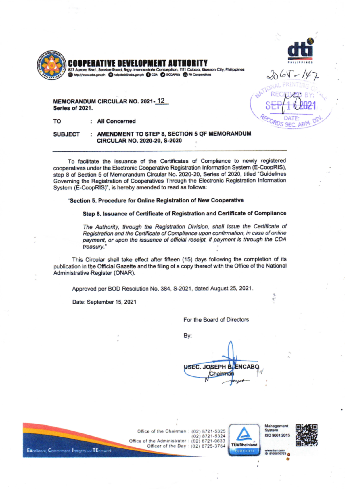Amendment to Step 8, Section 5 of Memorandum Circular No. 2020-20, S ...