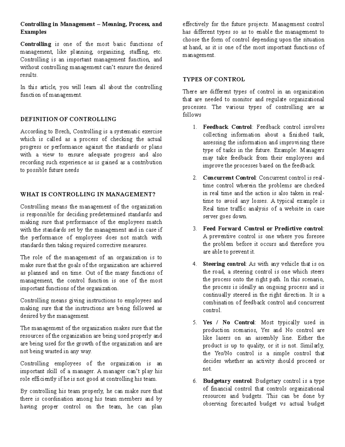 Controlling in Management - Controlling is an important management ...