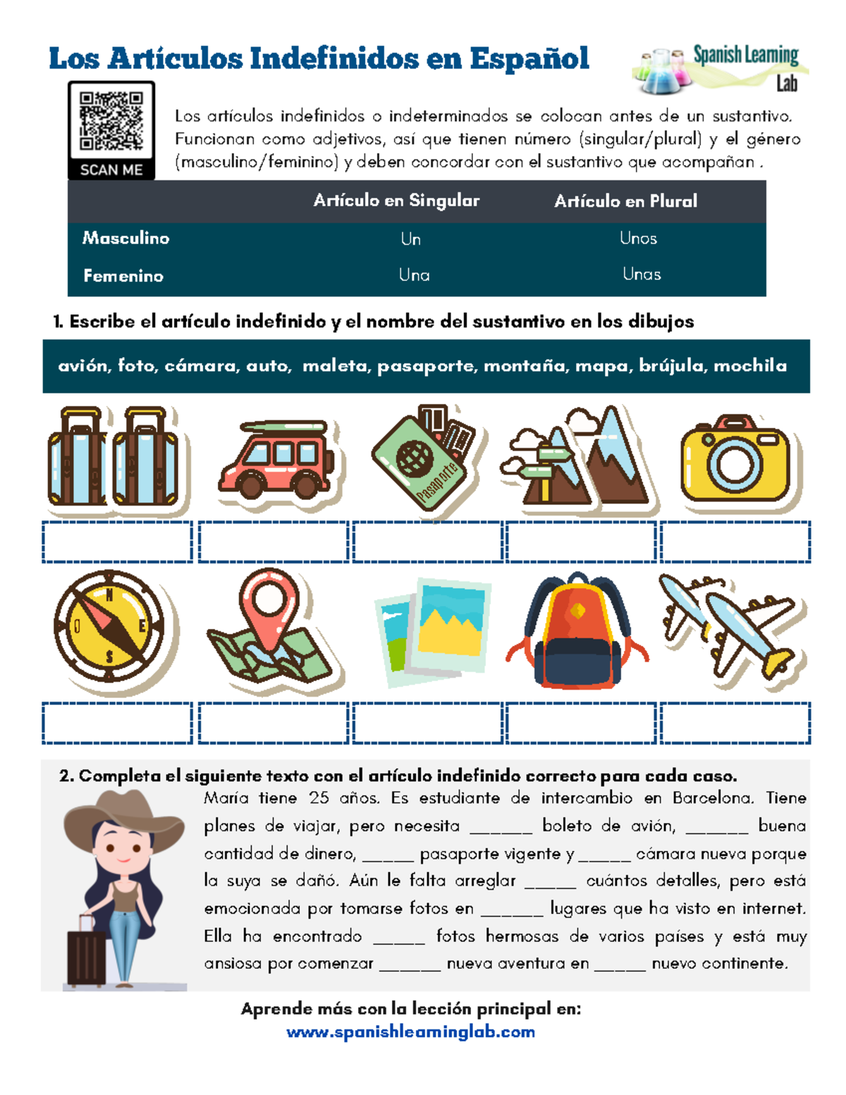 Spanish Basic Worksheet Aprende M s Con La Lecci n Principal En