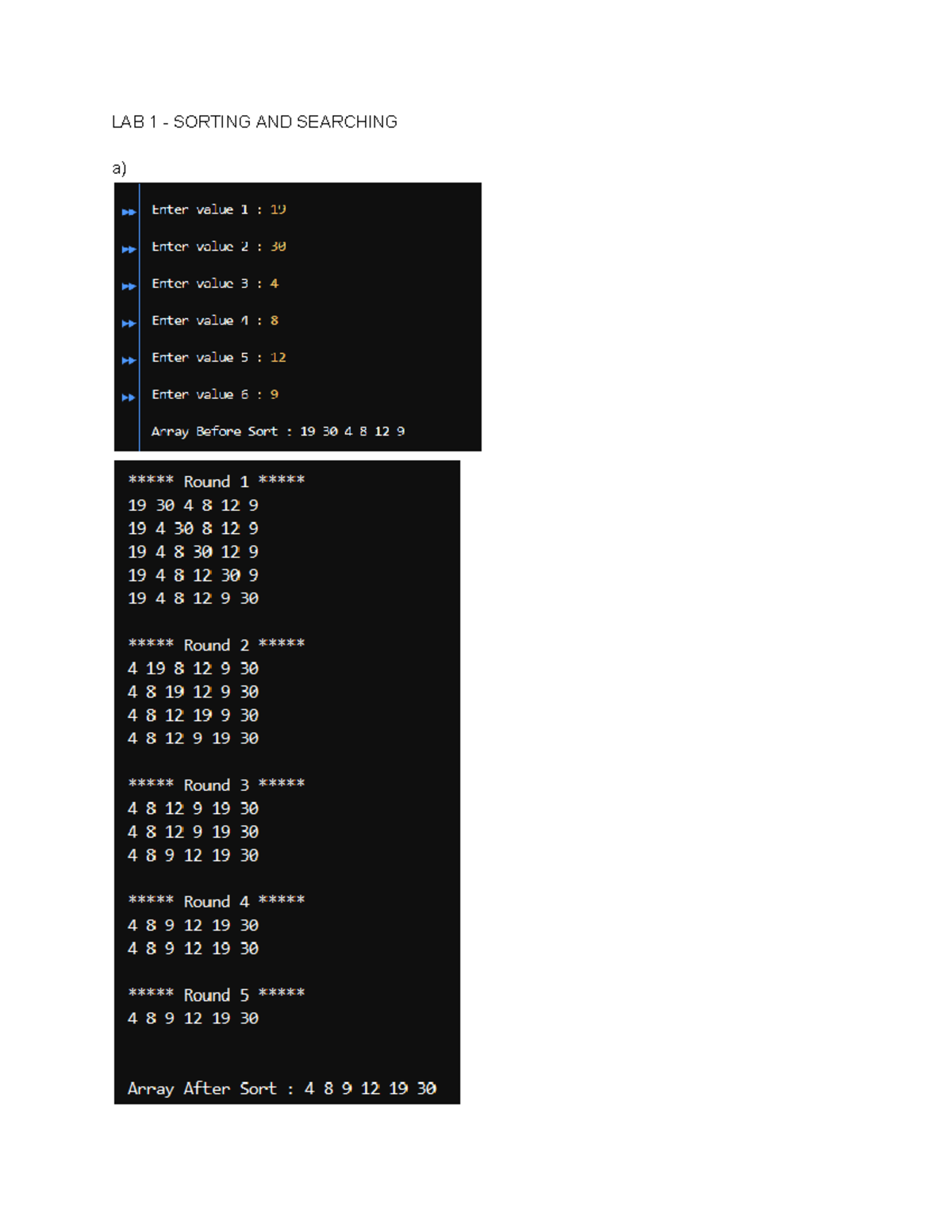 Lab1 - java cgpa - Diploma in Computer Science - LAB 1 - SORTING AND ...