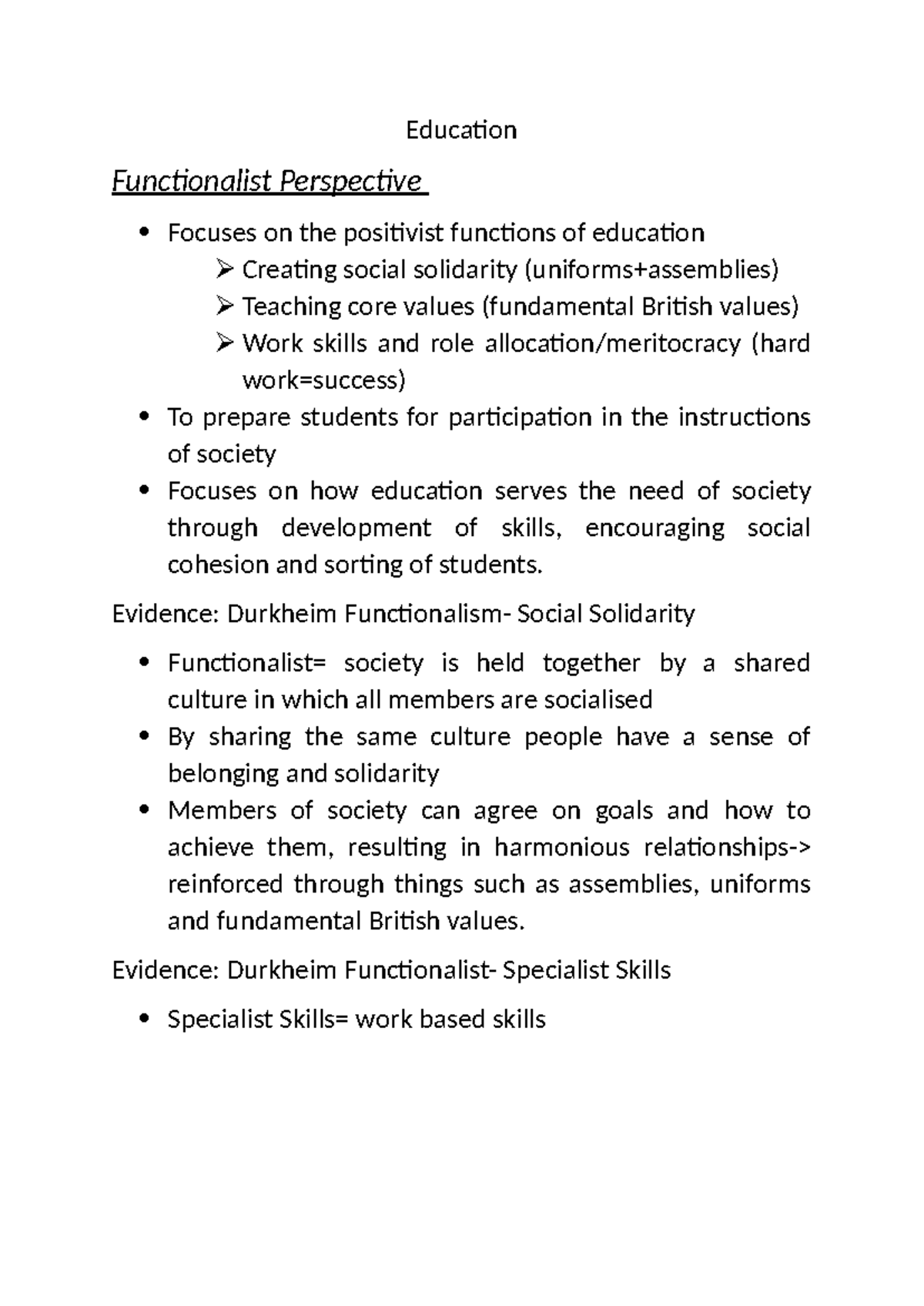 Family and housrholds - Education Functionalist Perspective Focuses on ...