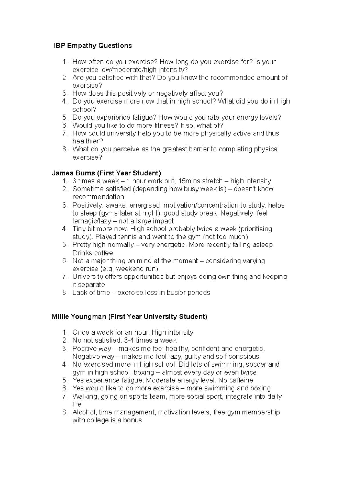 IBP Empathy Questions - IBP - IBP Empathy Questions How often do you ...