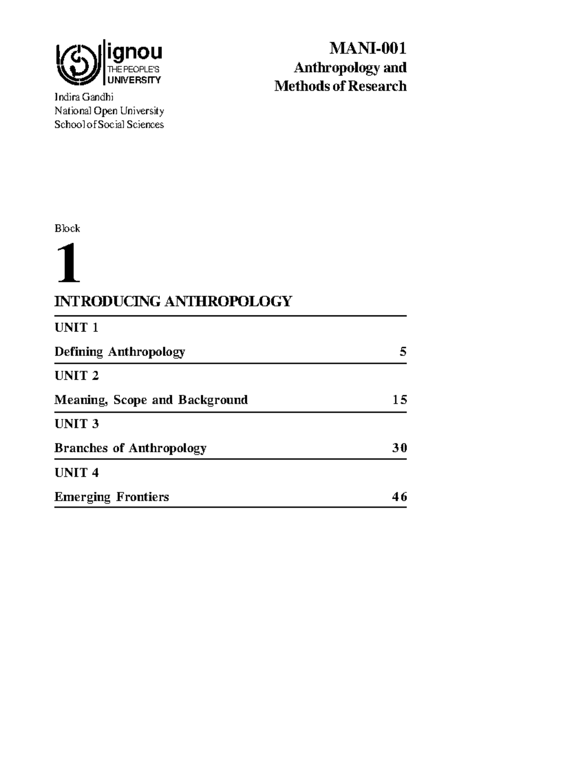 Unit 1 - Introduction to anthropology - 1 INTRODUCING ANTHROPOLOGY UNIT ...