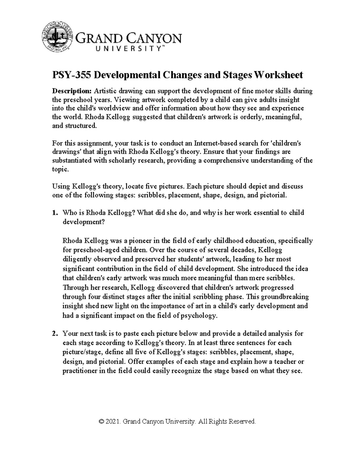 Topic 6 worksheet Developmental changes and stages - PSY-355 ...