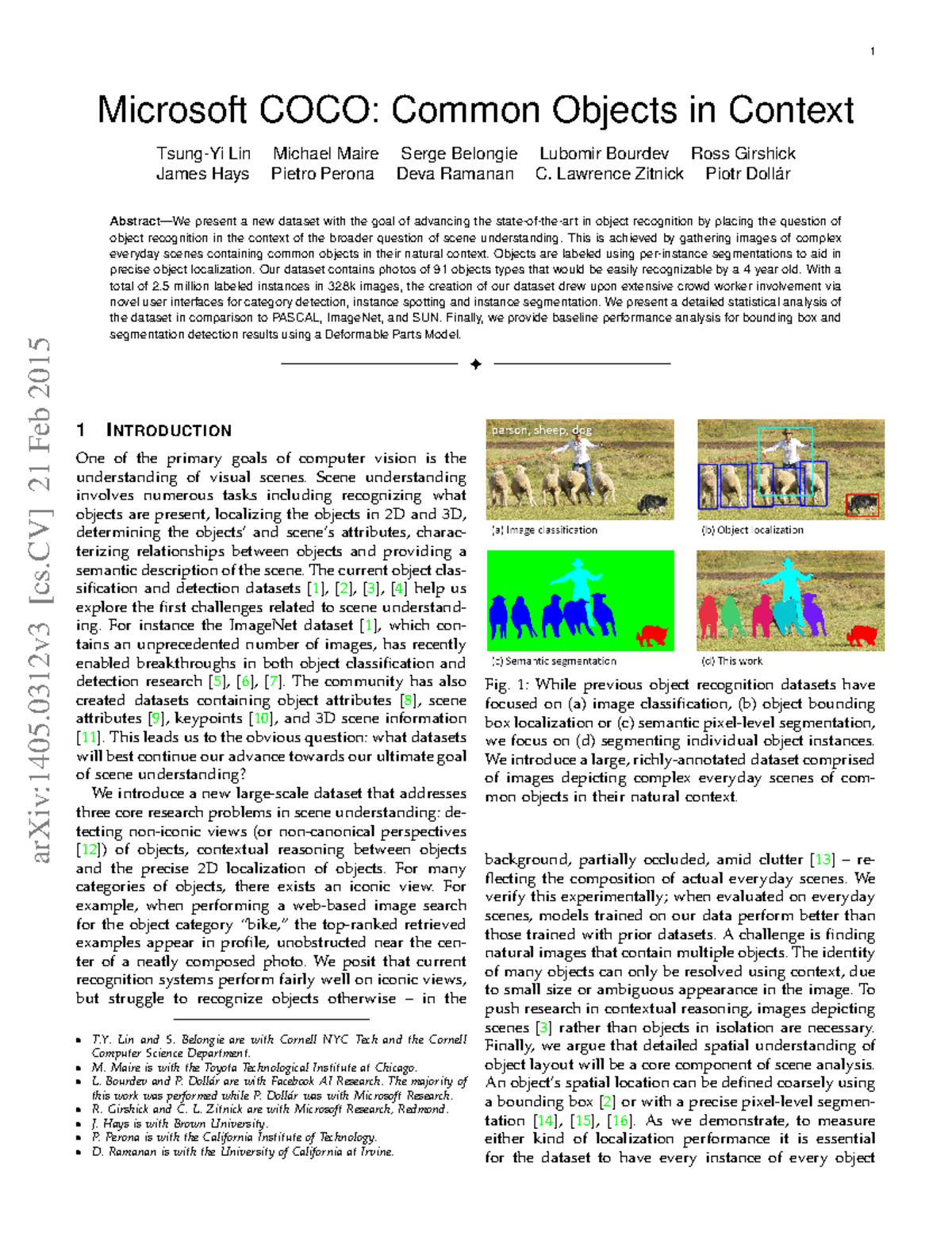 Coco data set - Microsoft COCO: Common Objects in Context Tsung-Yi Lin ...