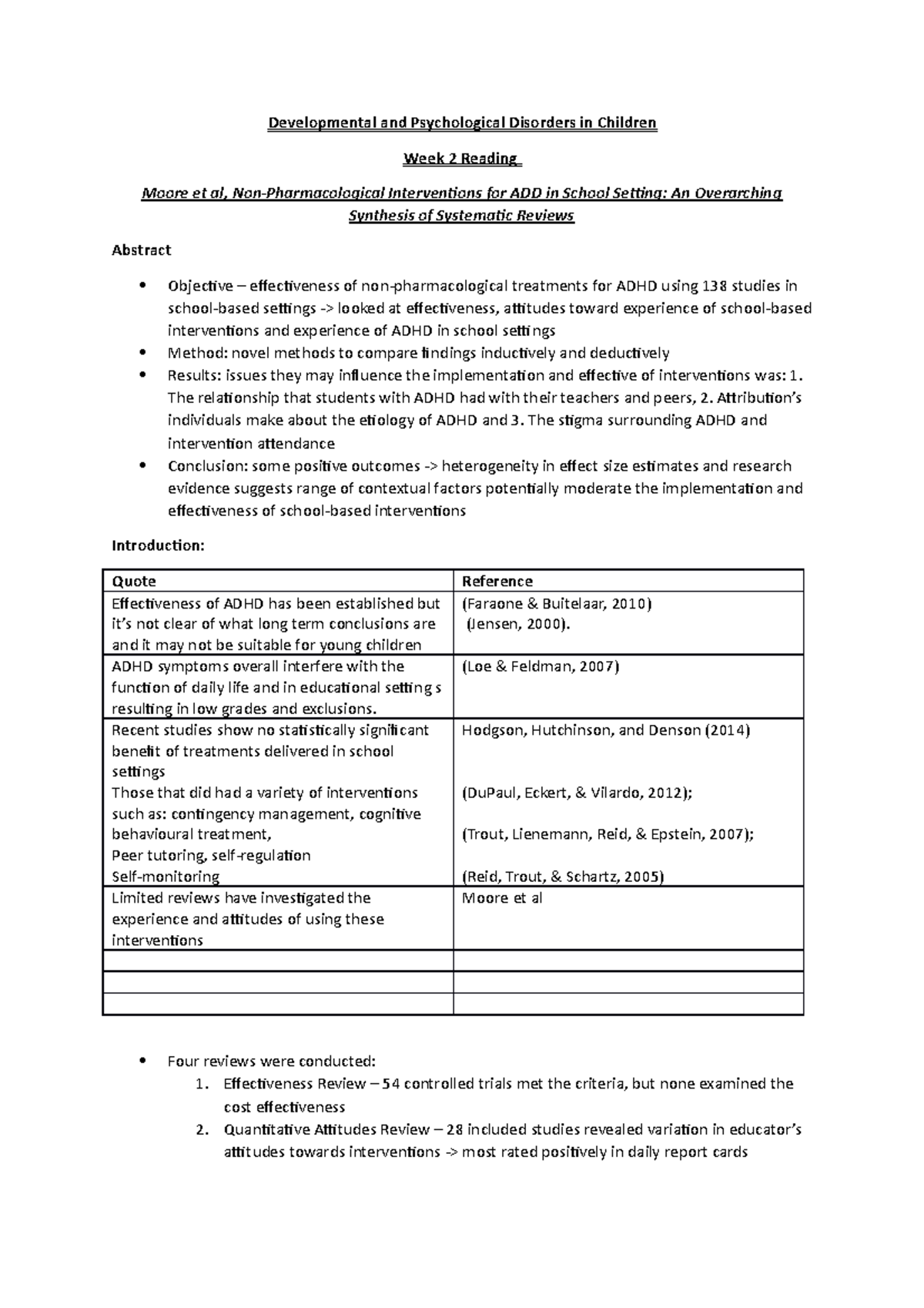 Moore et al Notes - This is a summary written on the non ...