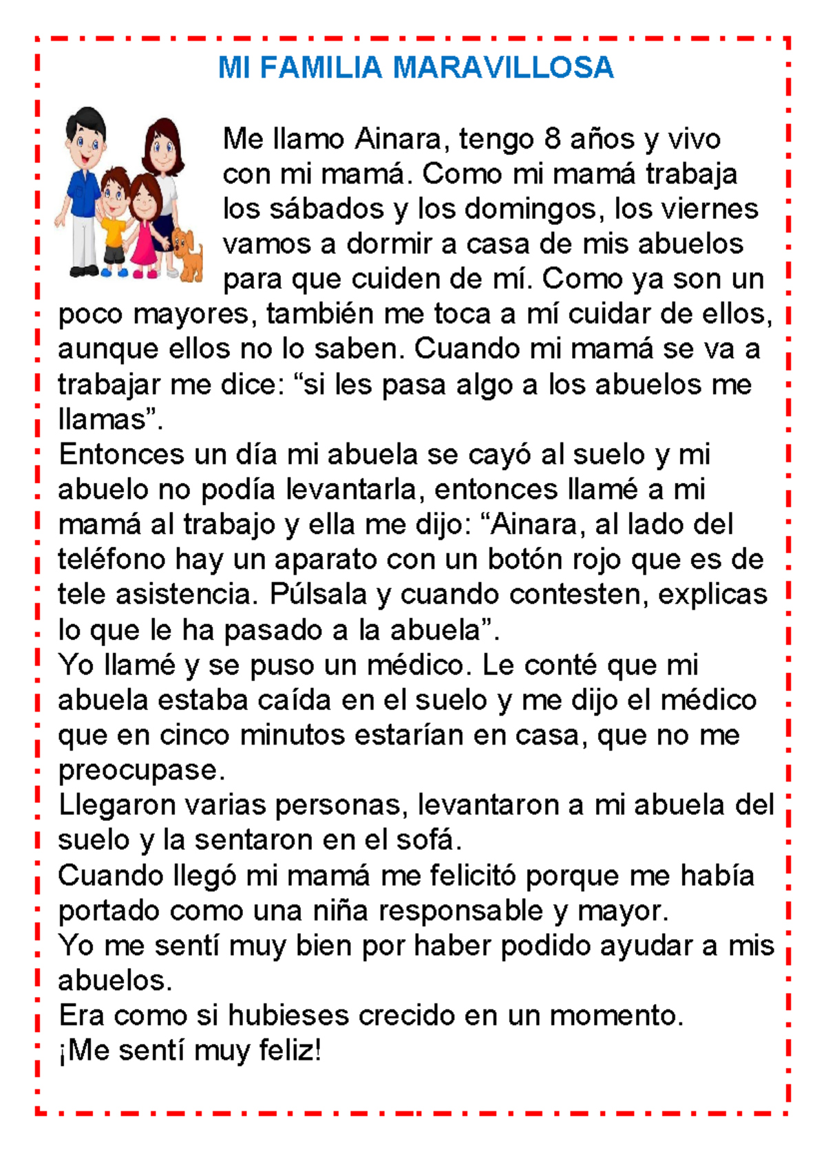 MI Familia Maravillosa - Lectura - MI FAMILIA MARAVILLOSA Me llamo ...