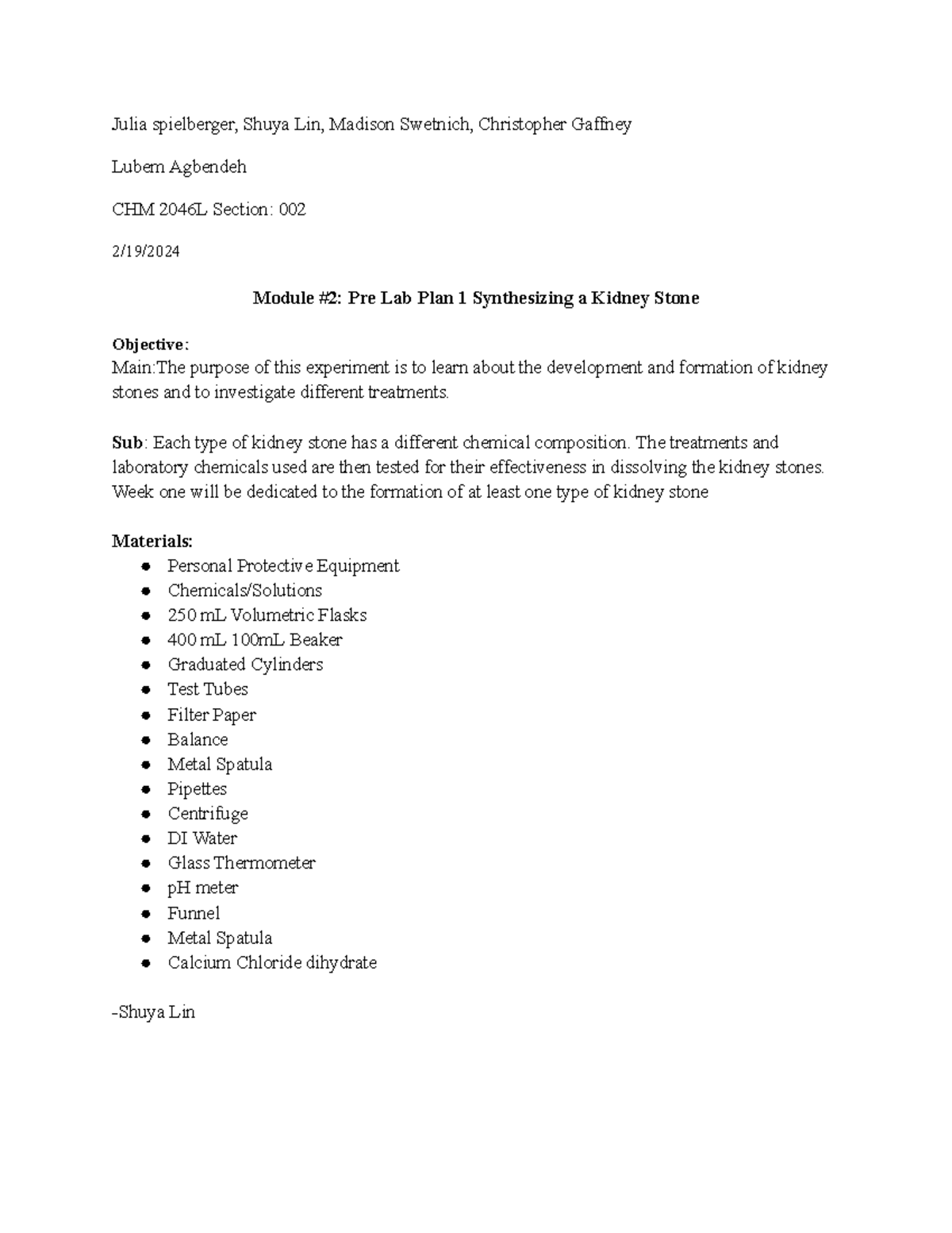 Project 2 Pre Lab pt 1 - prelab - Julia spielberger, Shuya Lin, Madison ...