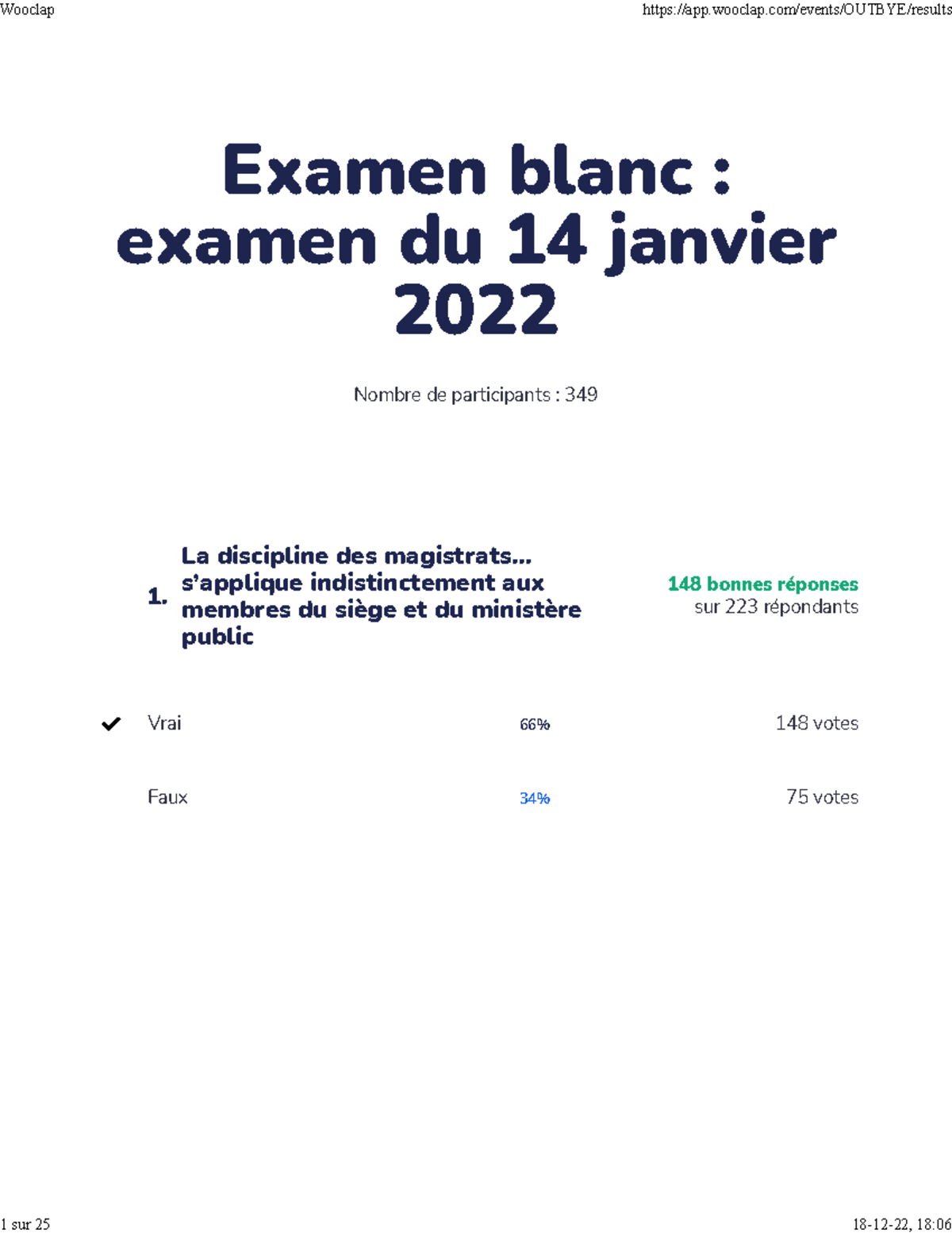Examen blanc - Vrai faux examen 14 janvier 2022 résumé Wooclap - Examen blanc : examen du 14 ...