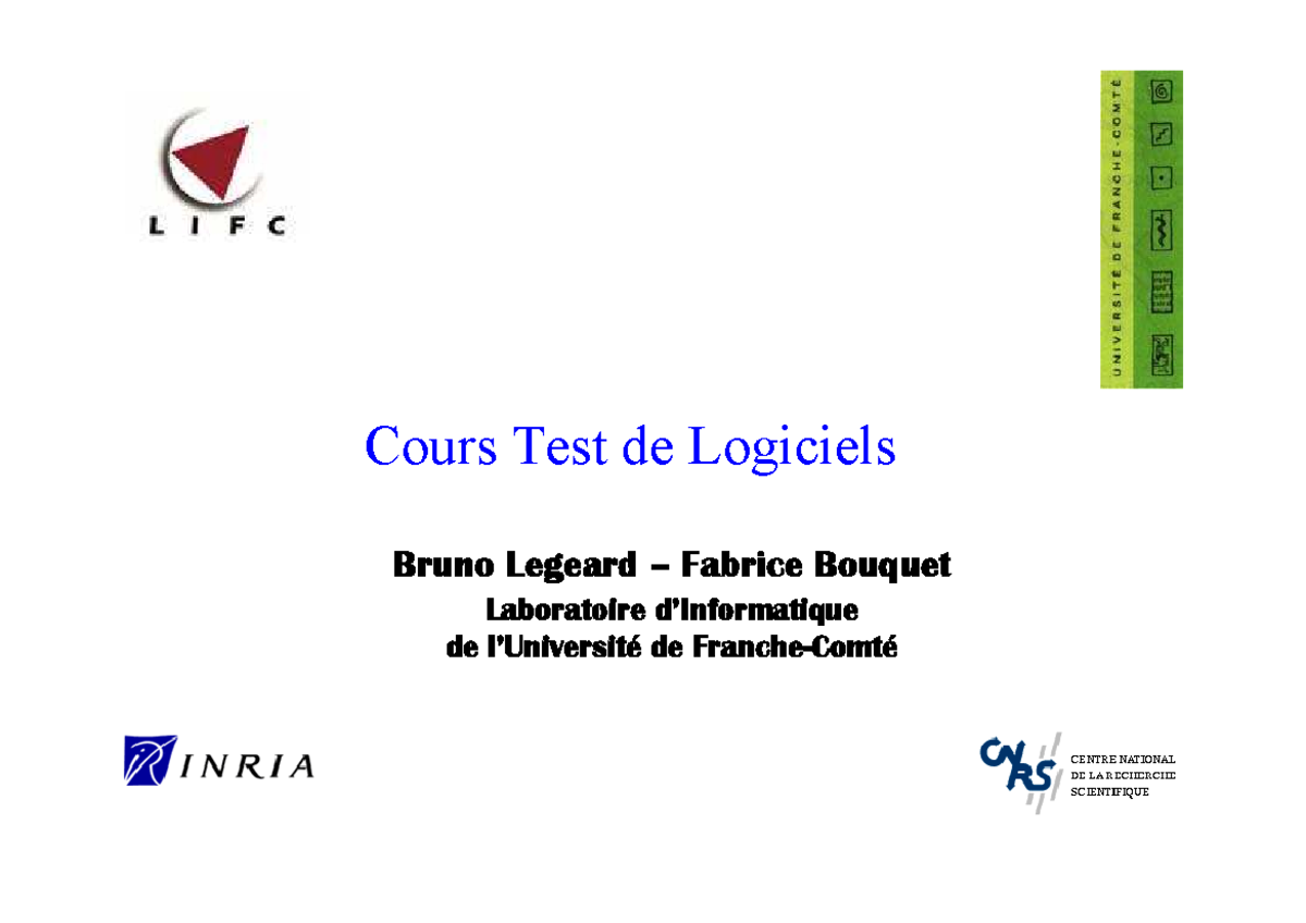 Cours Test de Logiciels - Cours Test de Logiciels Bruno Legeard 3 ...