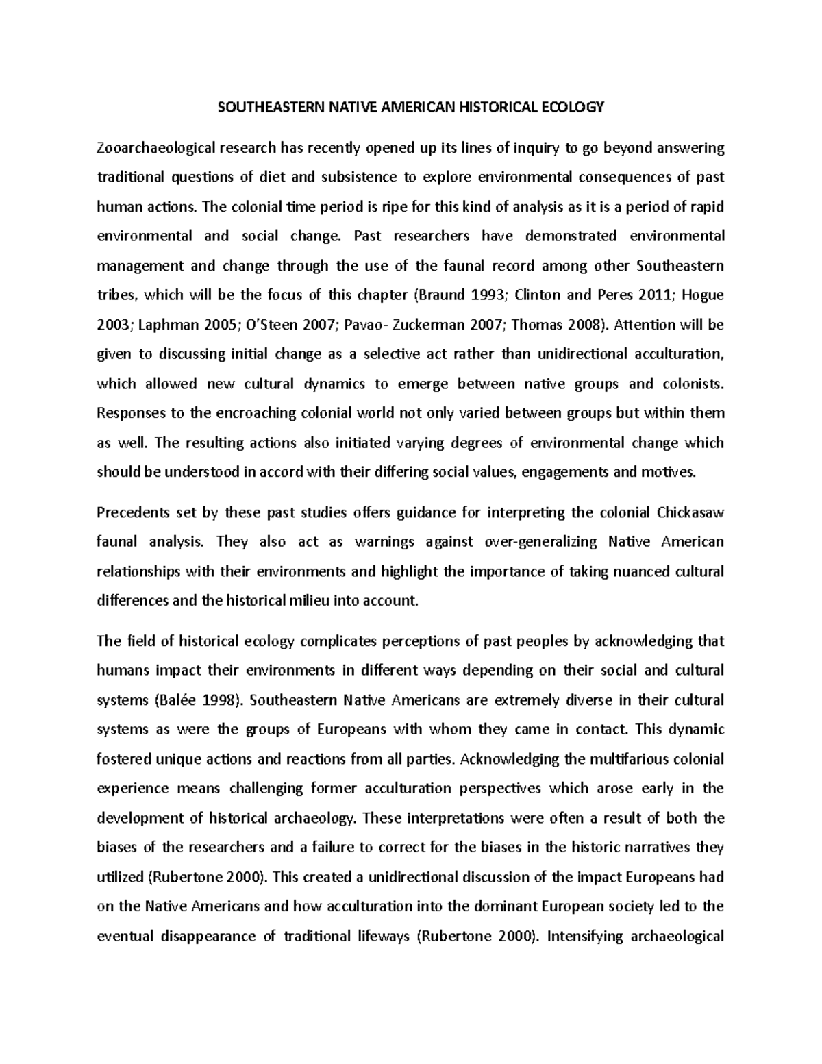 Ecology - Southeastern Native American Historical Ecology ...