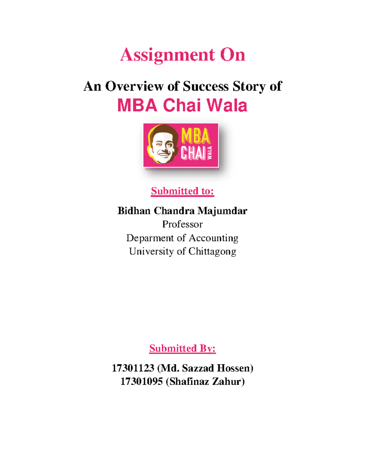 MBA Chai Wala By Sazzad Hossen - Assignment On An Overview of Success Story of MBA Chai Wala ...
