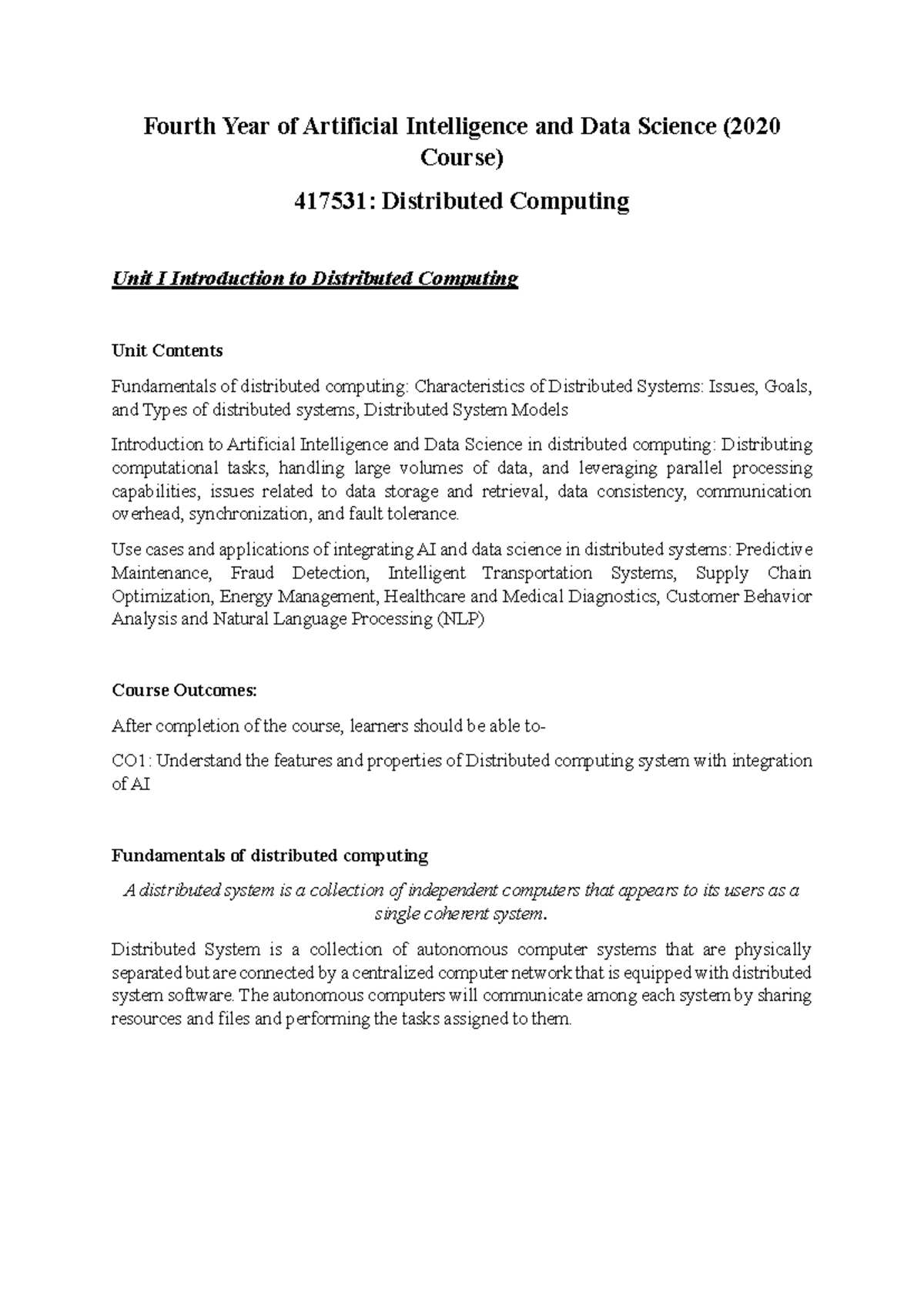 DC U1 Notes - Fourth Year of Artificial Intelligence and Data Science ...
